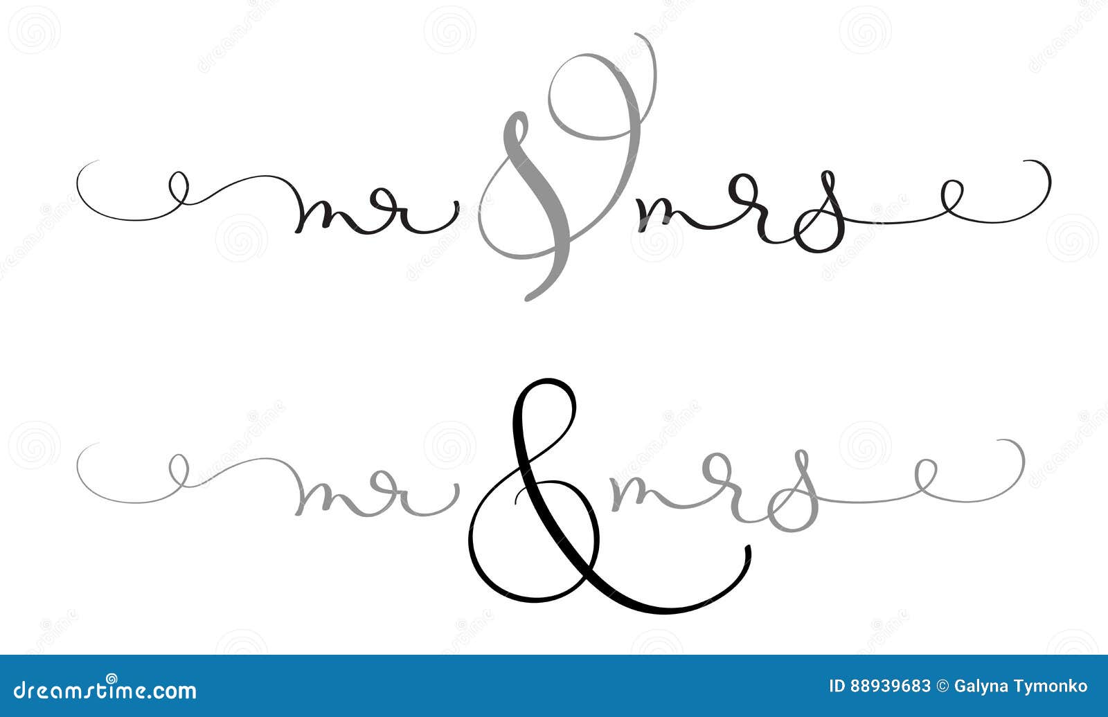 Mr and Mrs Text on White Background. Hand Drawn Calligraphy Lettering ...