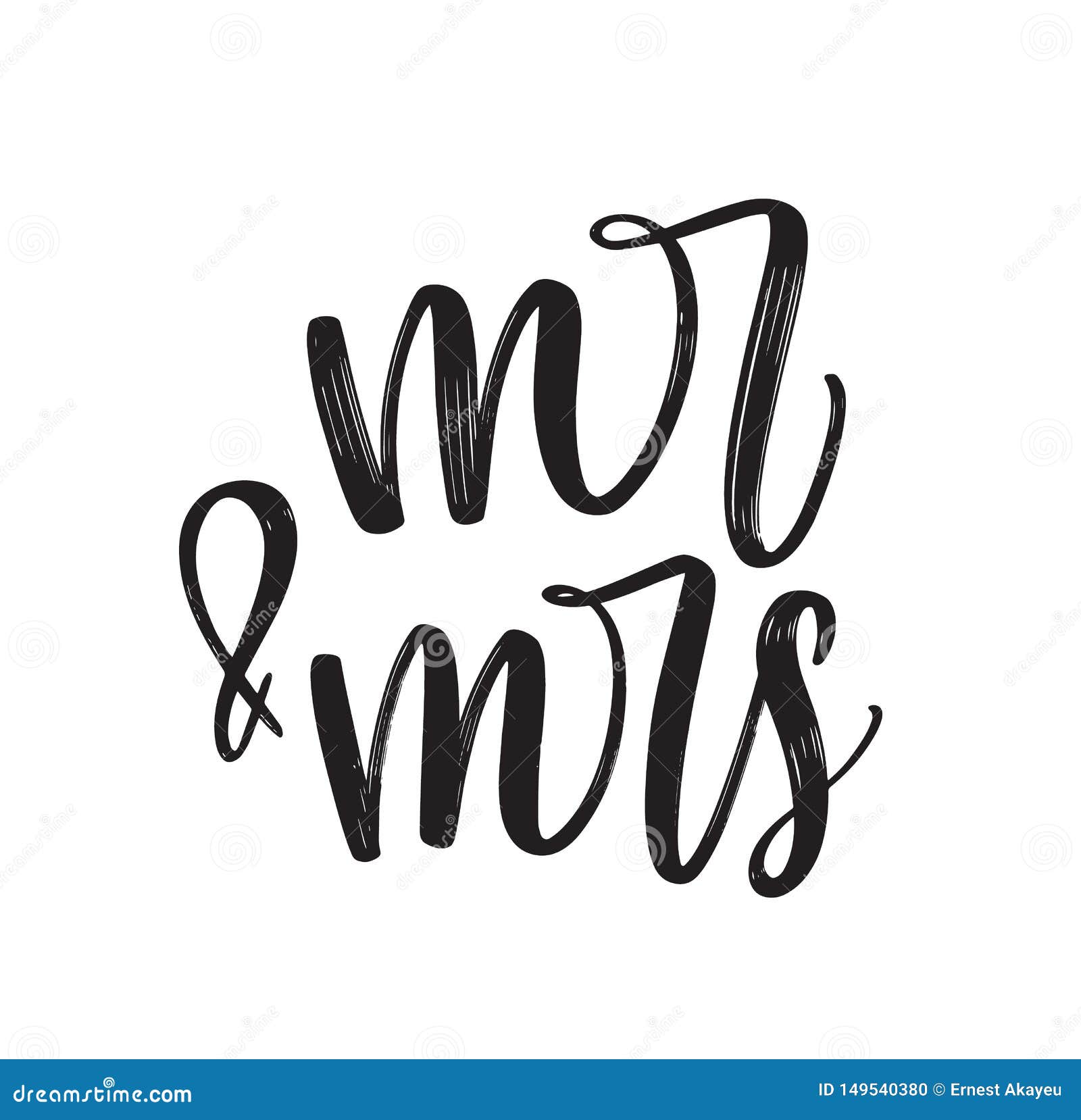 Mr and Mrs Text Written with Elegant Cursive Calligraphic Font or ...