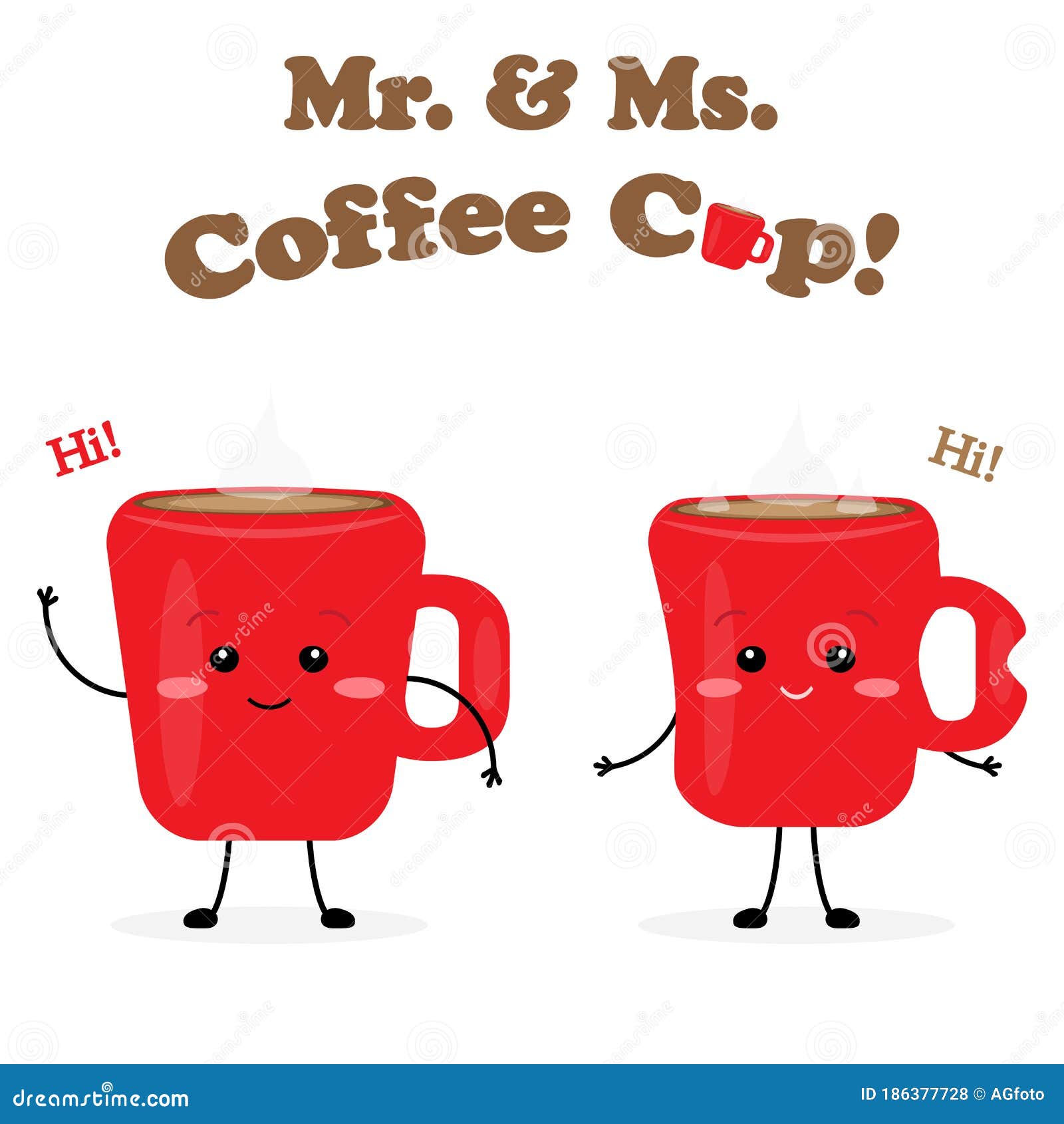 Mr and Ms Coffee Cup stock vector. Illustration of kawaii - 186377728