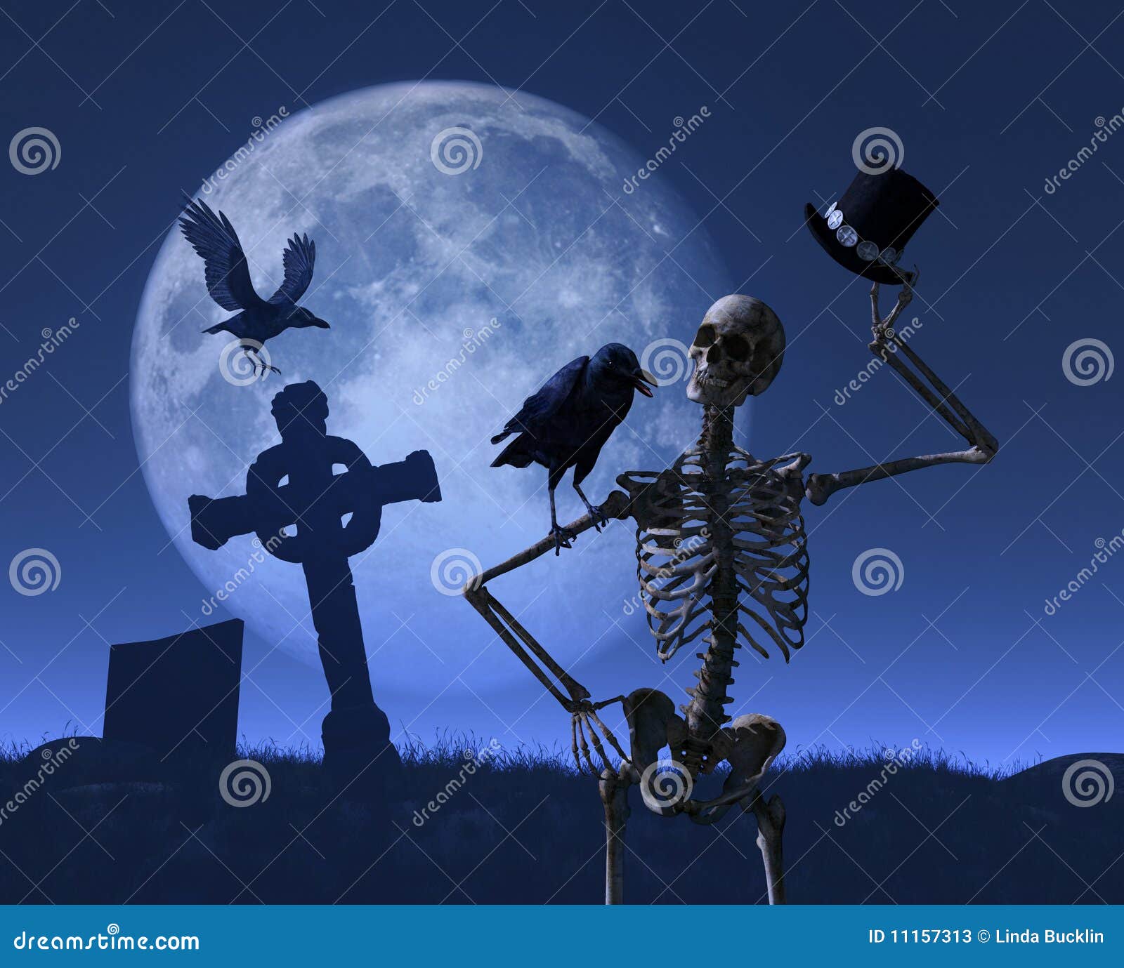 Mr Skeleton Takes a Stroll stock illustration. Illustration of dead ...