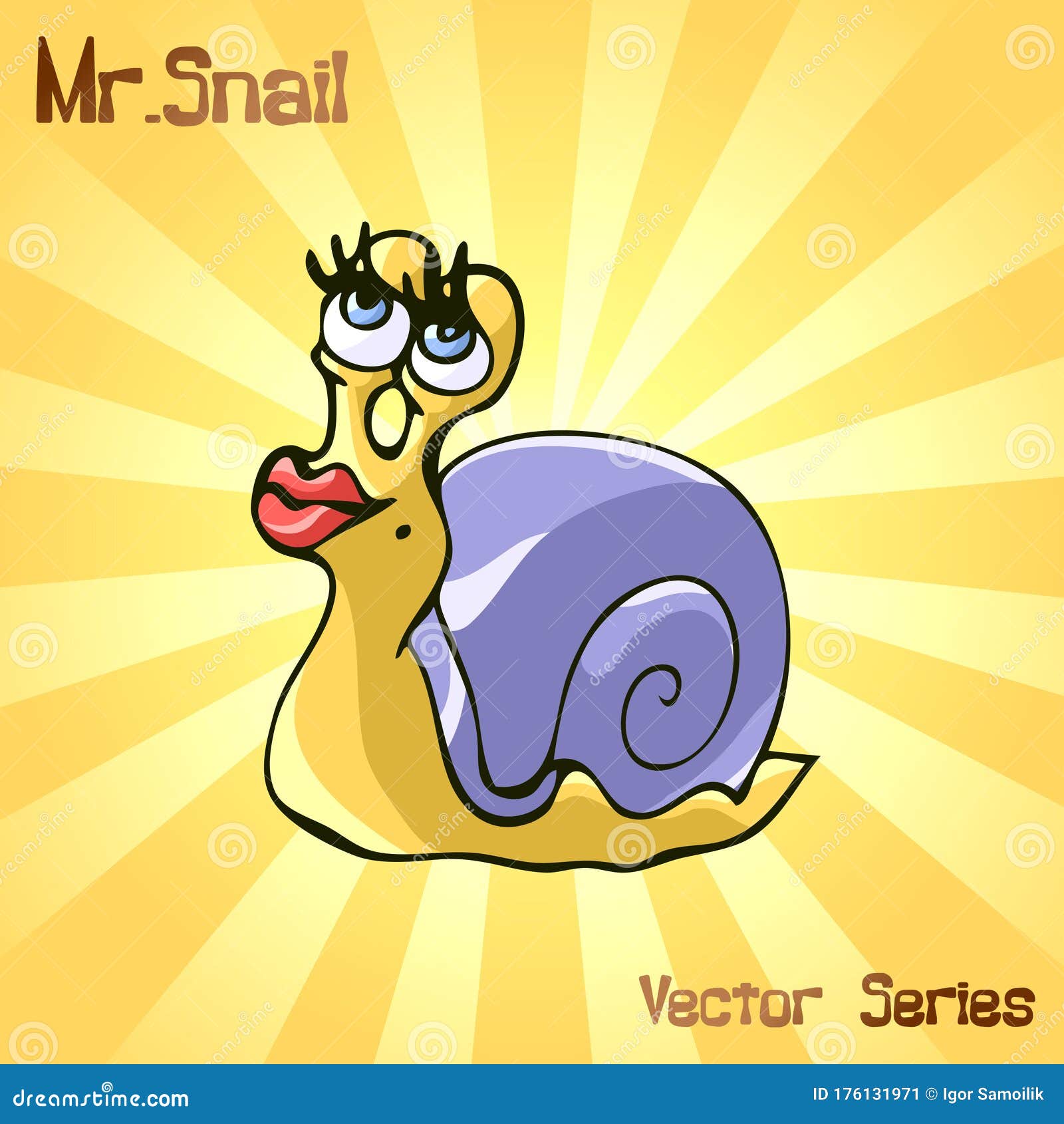 Mr. Snail with lips stock vector. Illustration of fauna - 176131971