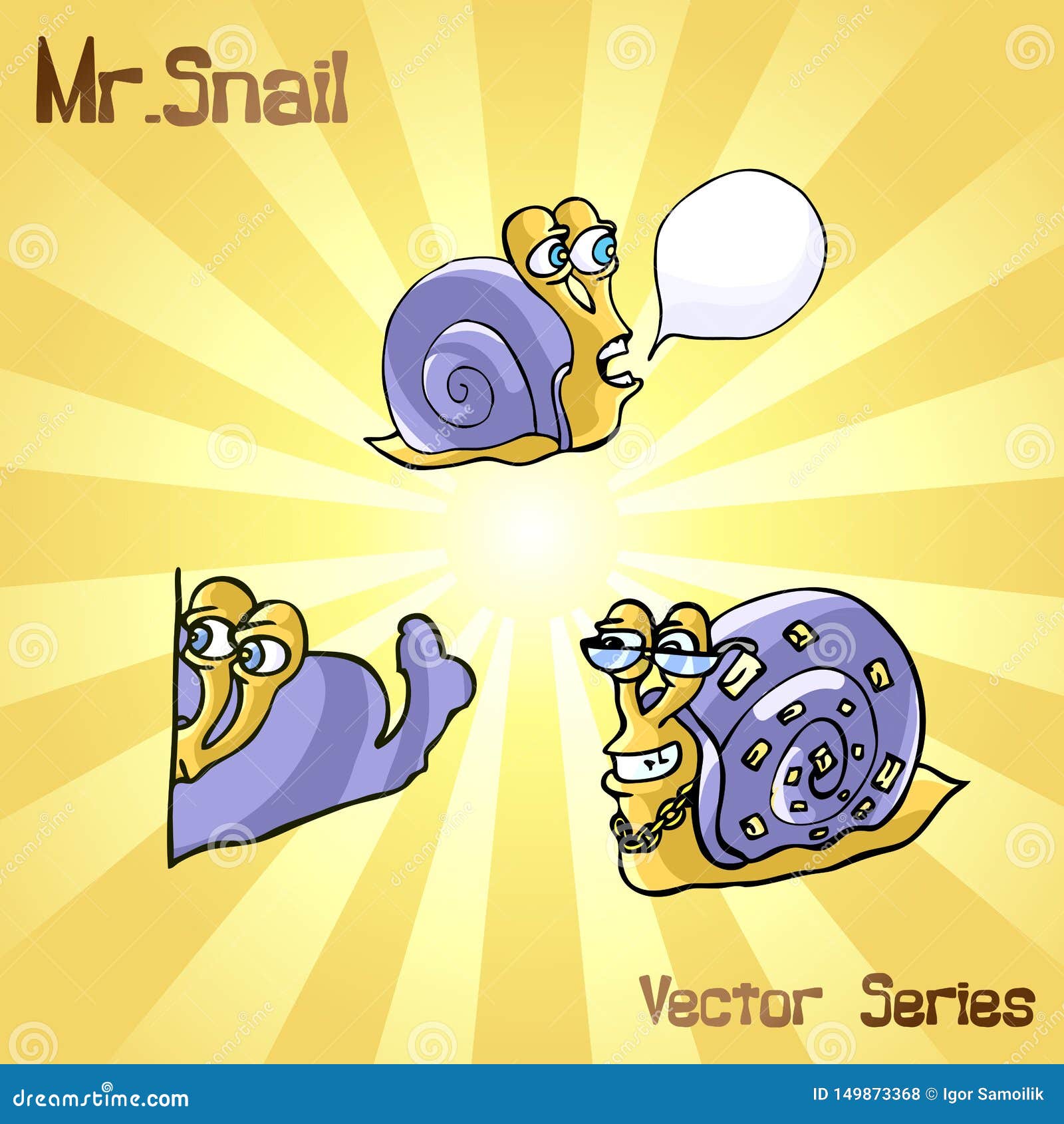 Mr. Snail with style stock vector. Illustration of line - 149873368
