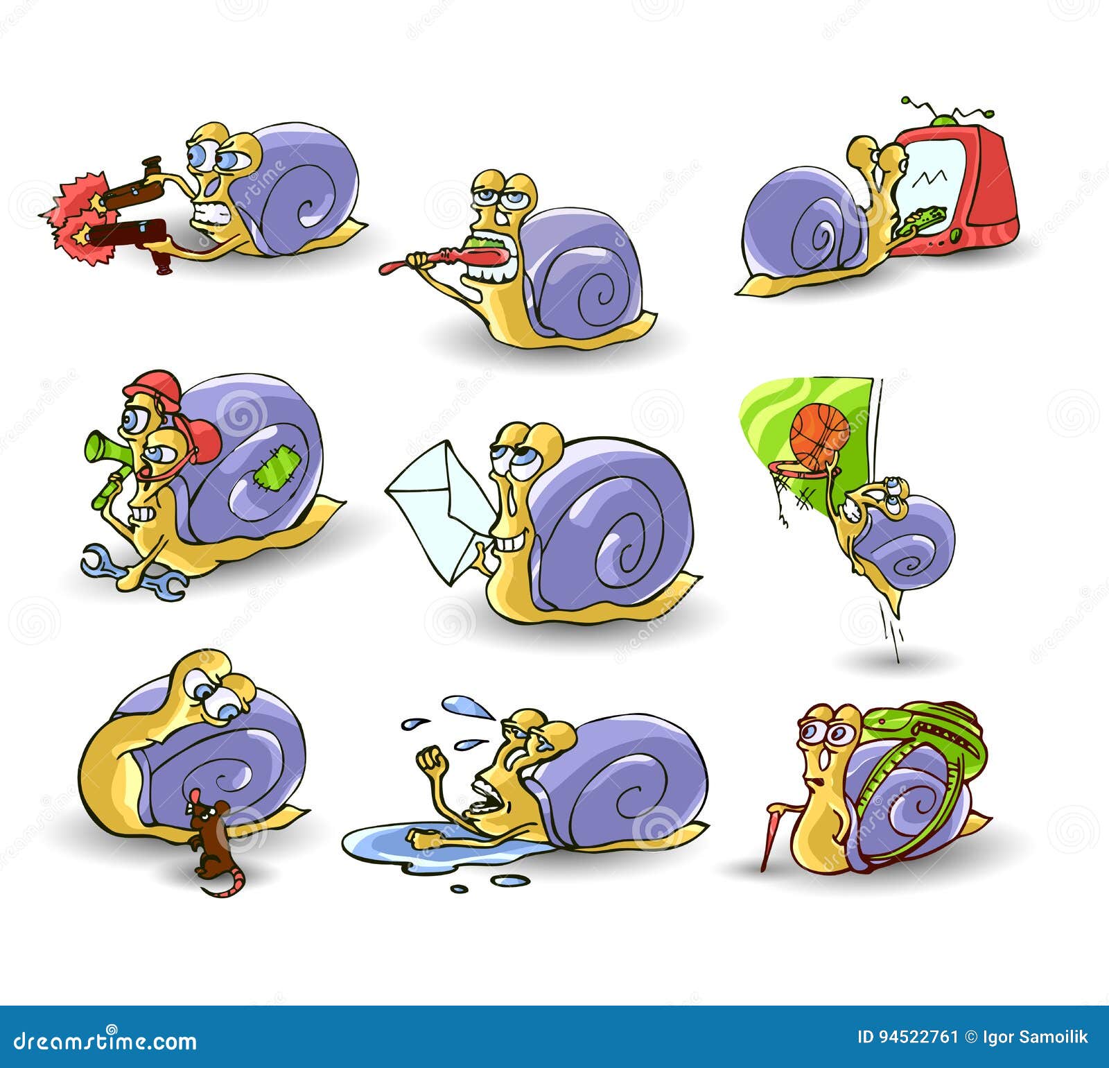 Sad Crying Snail, Vector Sticker | CartoonDealer.com #219696902