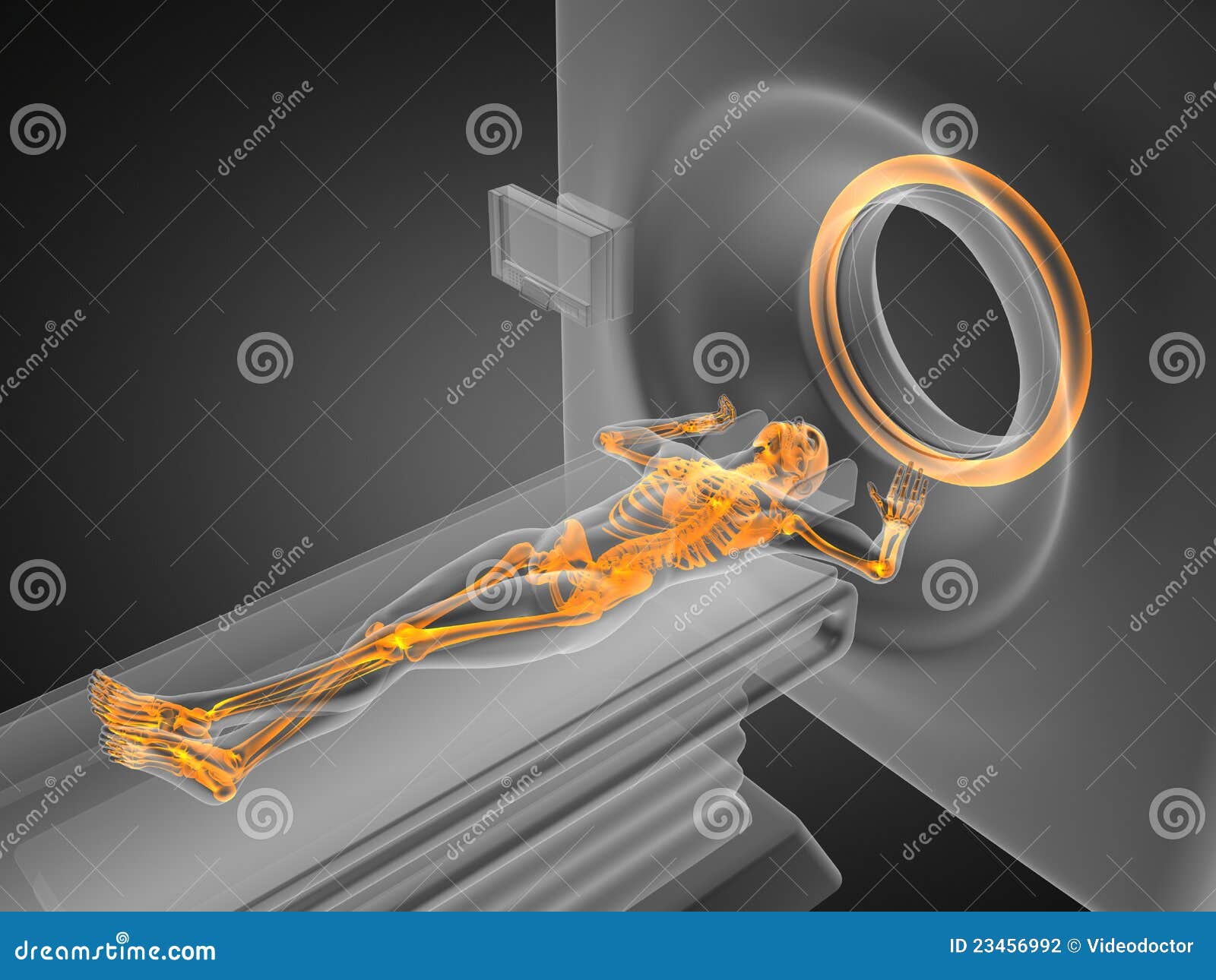 MRI examination made in 3D stock illustration. Illustration of ...