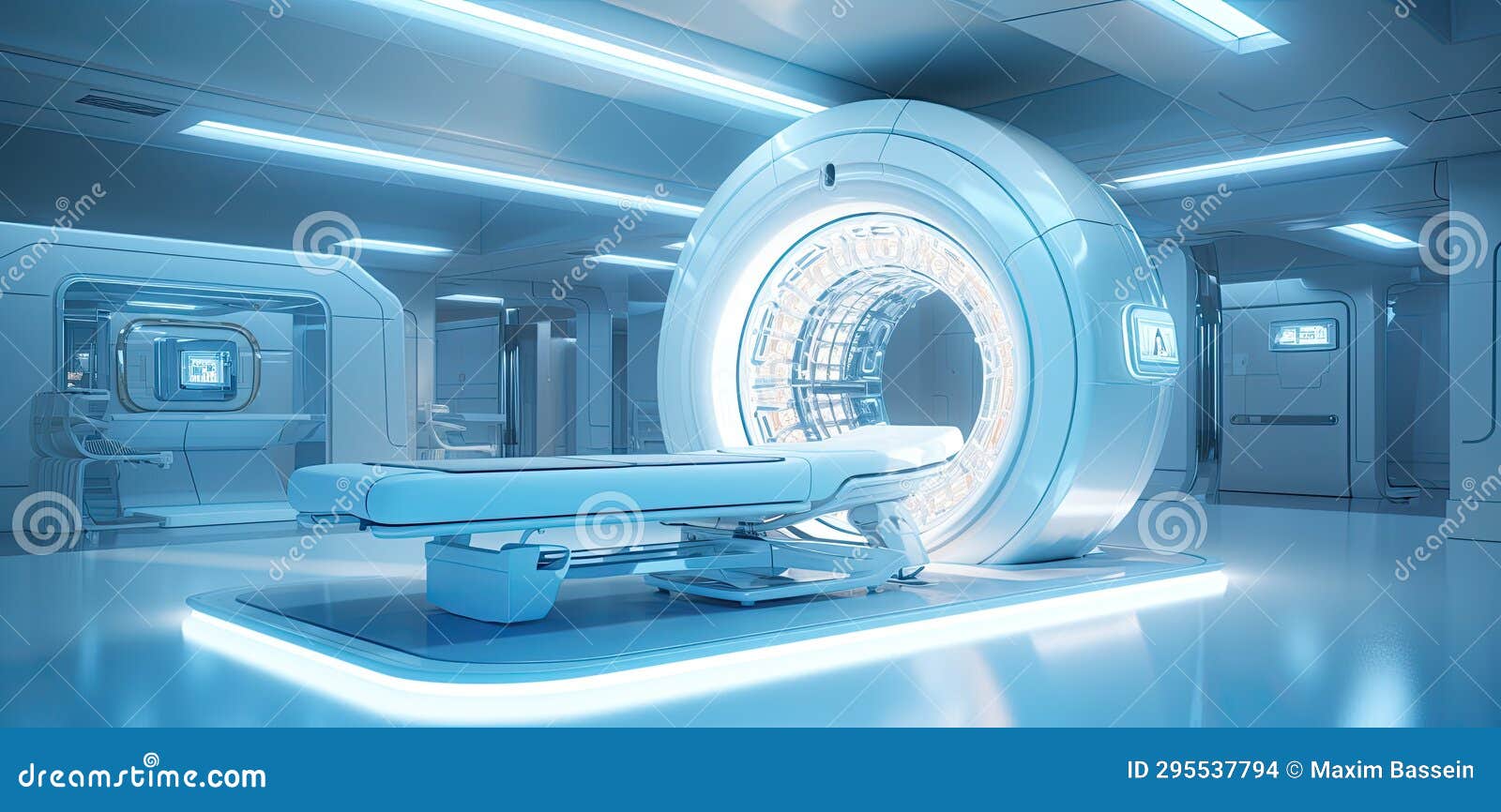 An MRI Machine in a Futuristic-style Hospital. Generated by AI Stock ...