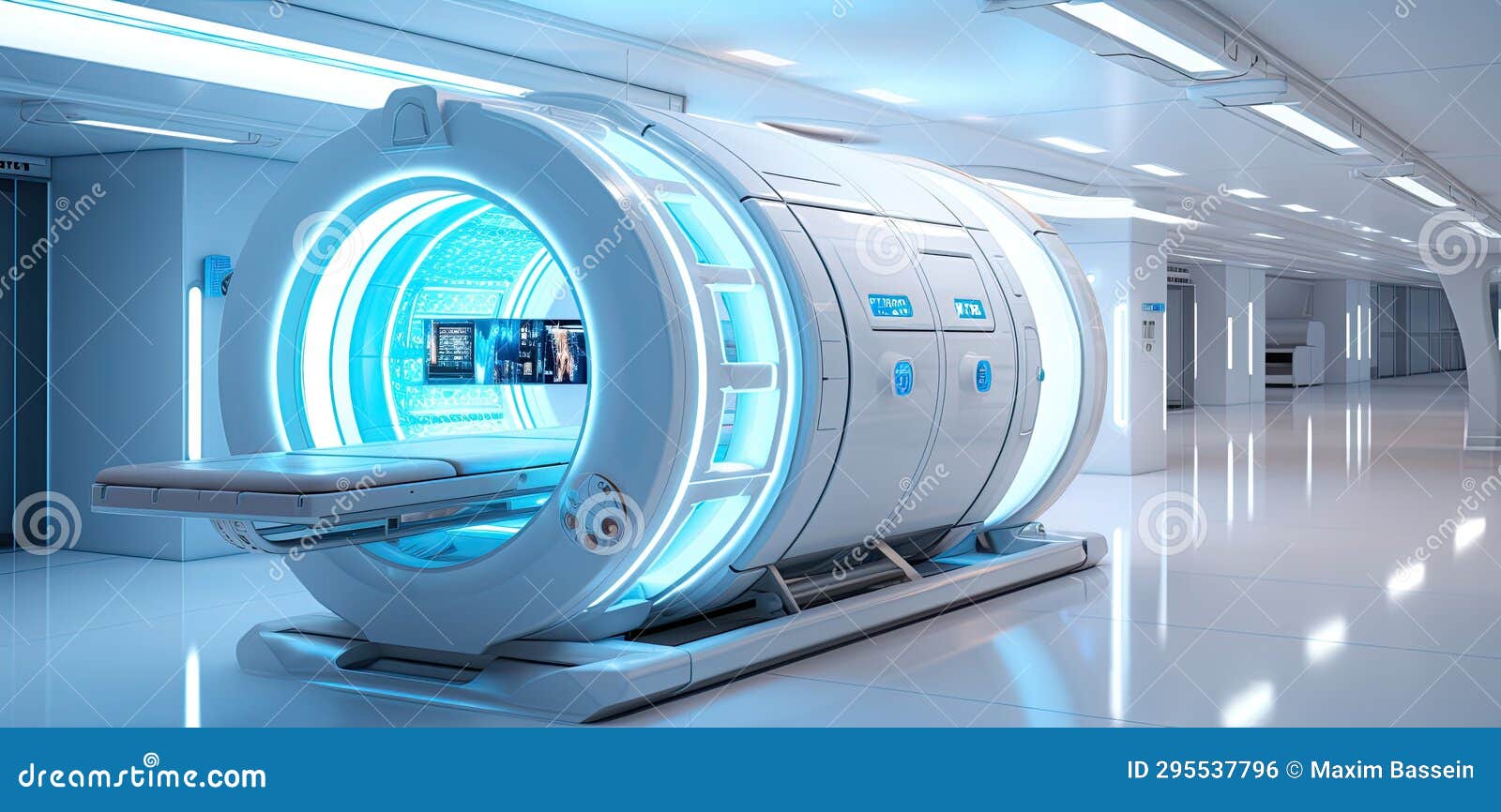 An MRI Machine in a Futuristic-style Hospital. Generated by AI Stock ...