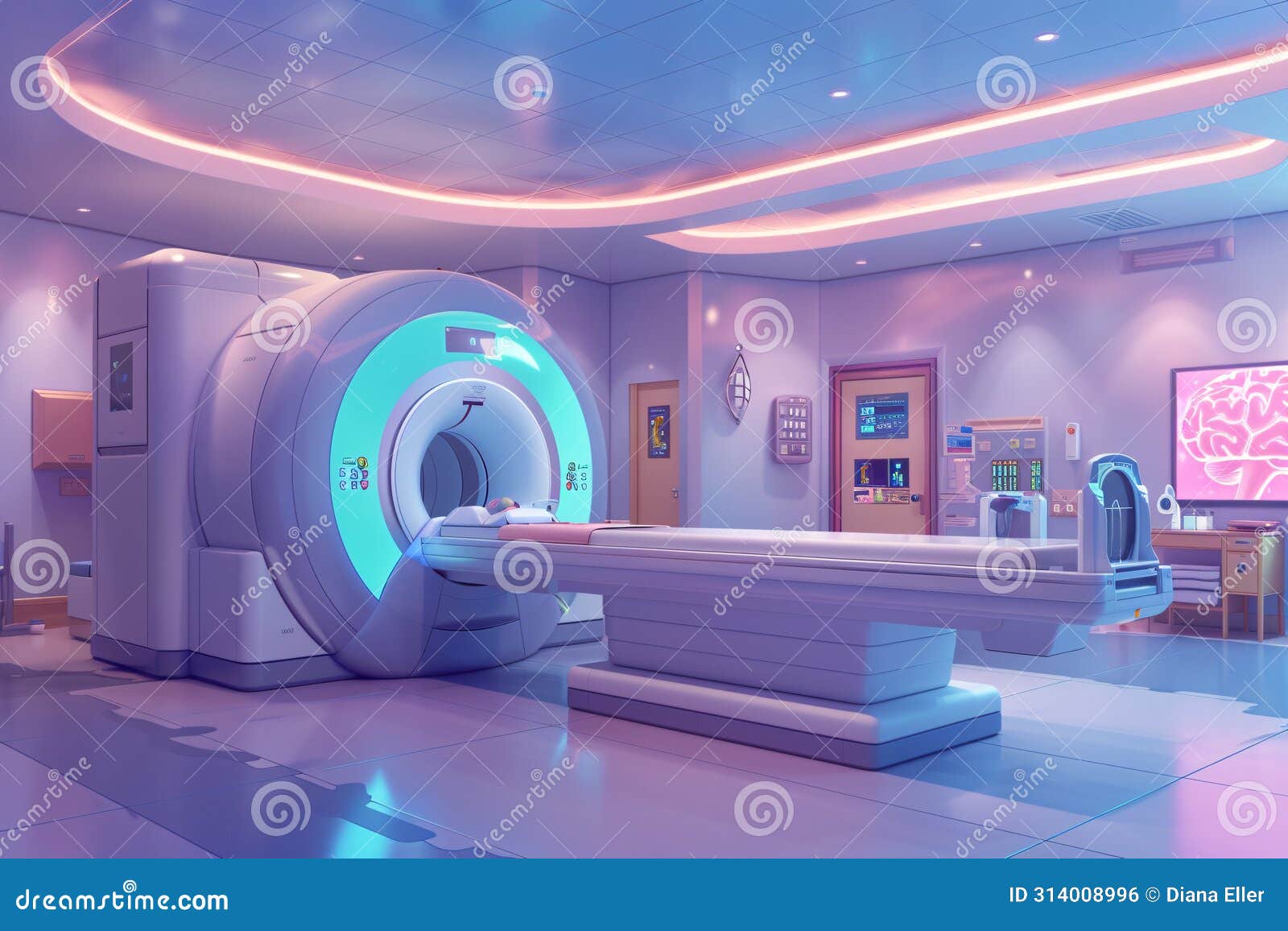 Mri Machine in Modern Bright Hospital Stock Illustration - Illustration ...