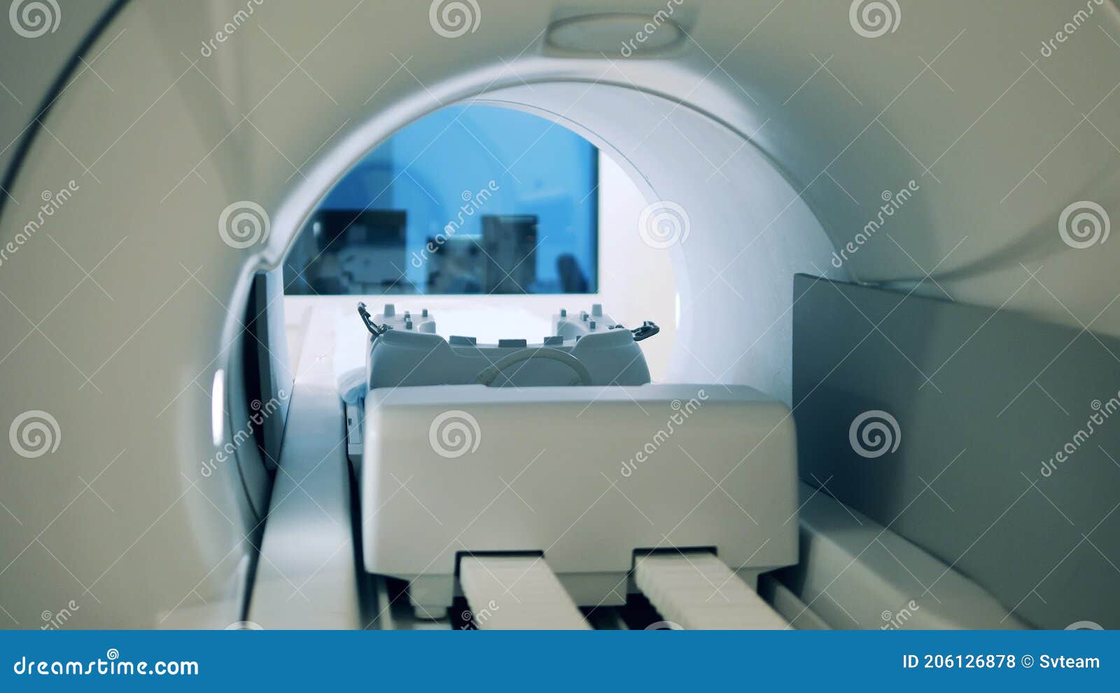 MRI Machine with a Moving Table Shown from the Inside Stock Footage ...