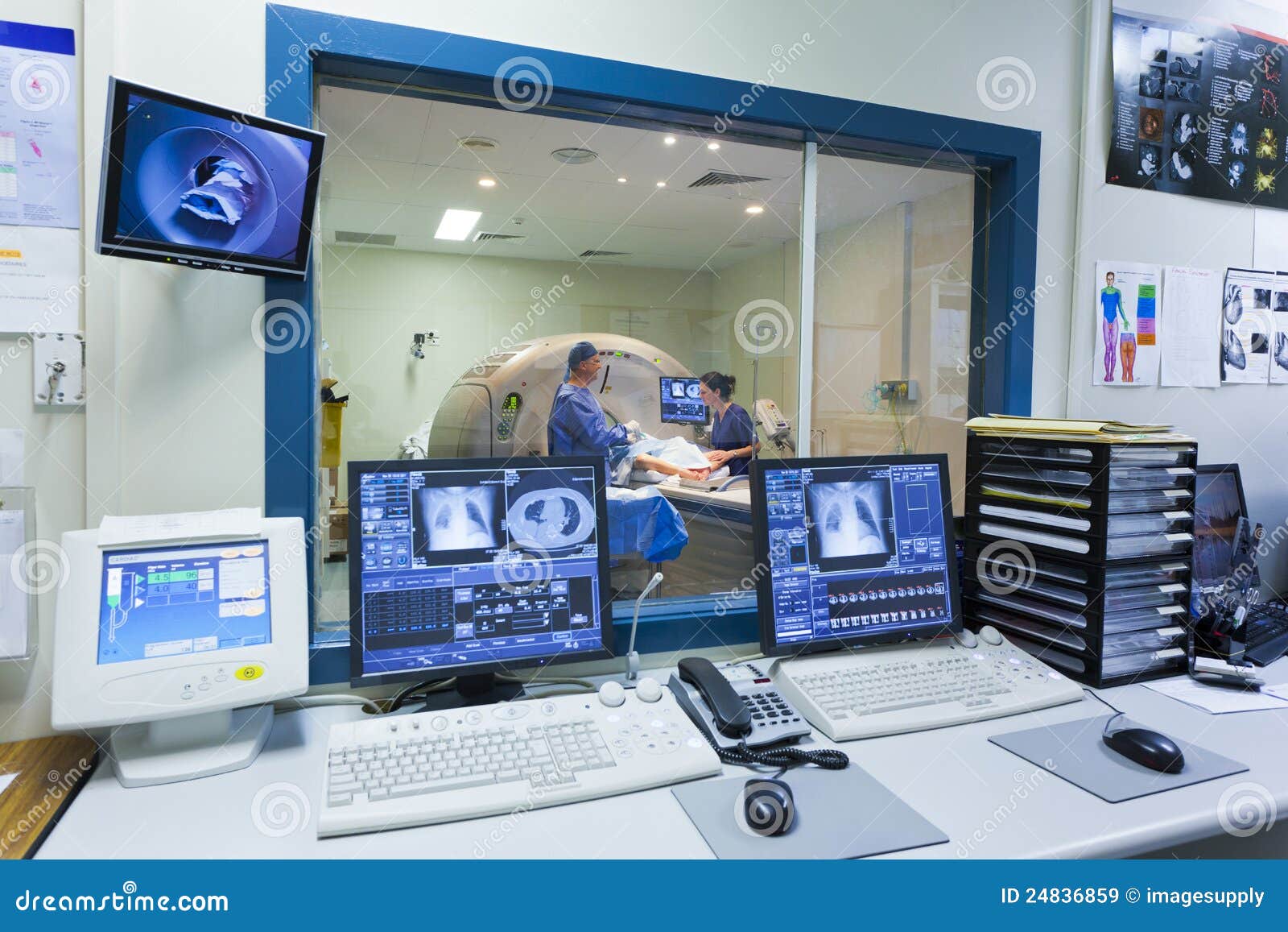 MRI machine and screens stock image. Image of xray, patient - 24836859