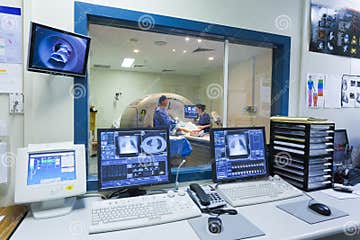 MRI machine and screens stock image. Image of xray, patient - 24836859