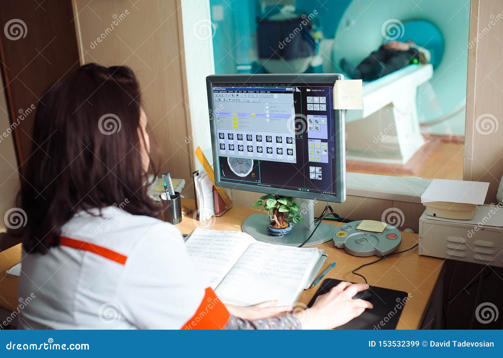 MRI Machine and Screens with Doctor and Nurse Stock Image - Image of ...