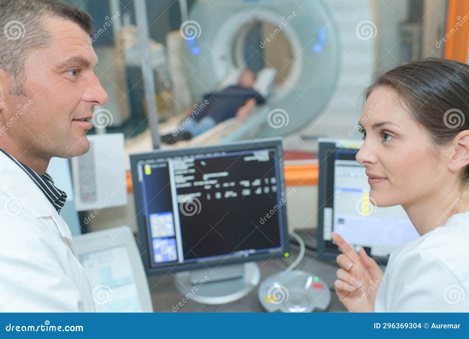 Mri Machine and Screens with Doctor and Nurse Stock Photo - Image of ...