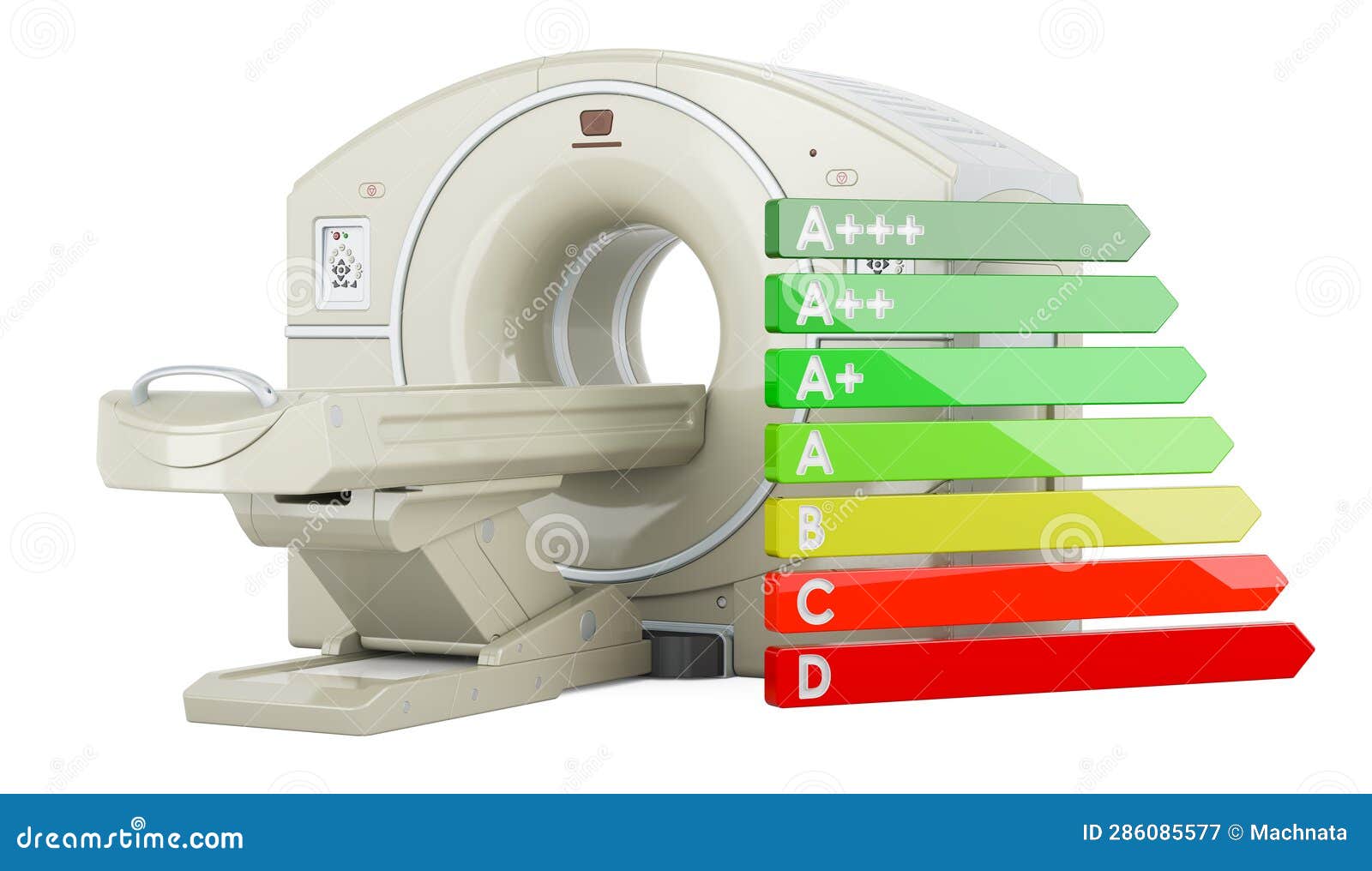 MRI or PET with Energy Efficiency Chart, 3D Rendering Stock ...