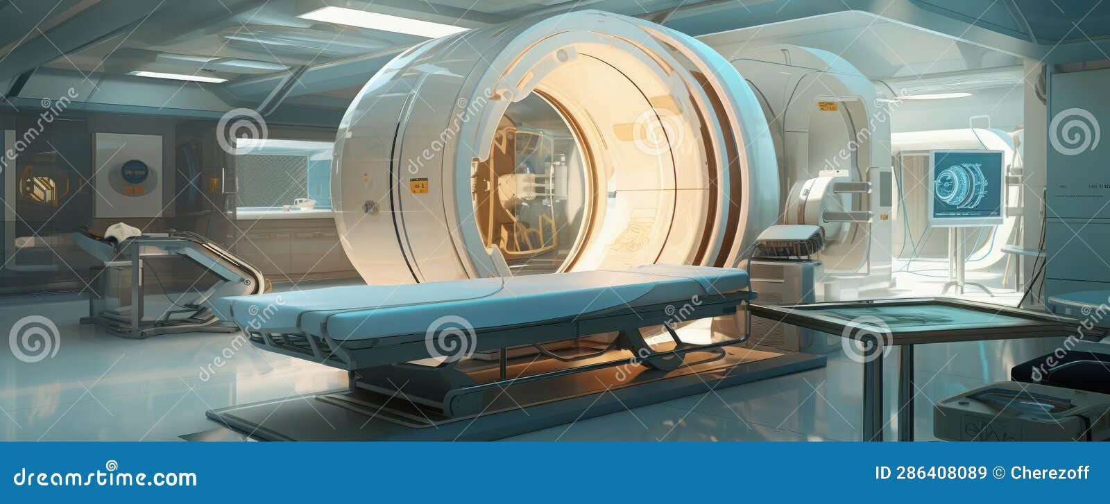 The MRI room of the future stock illustration. Illustration of science ...