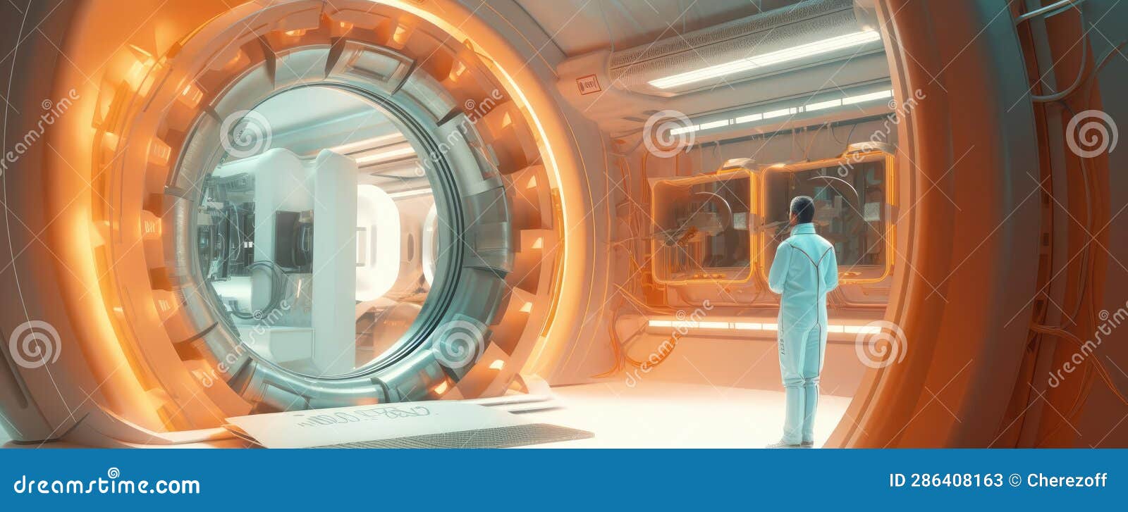 The MRI room of the future stock illustration. Illustration of science ...