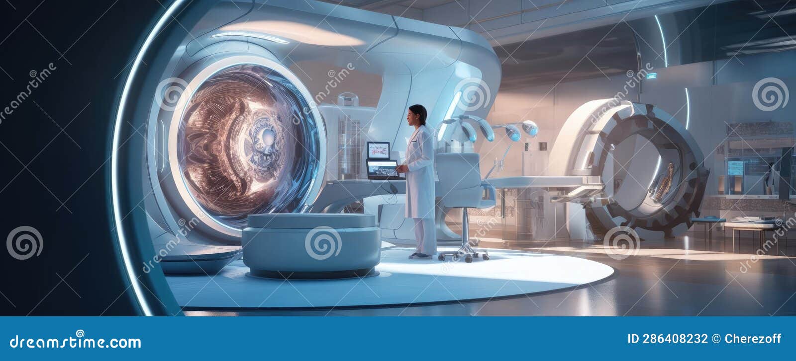 The MRI room of the future stock illustration. Illustration of modern ...