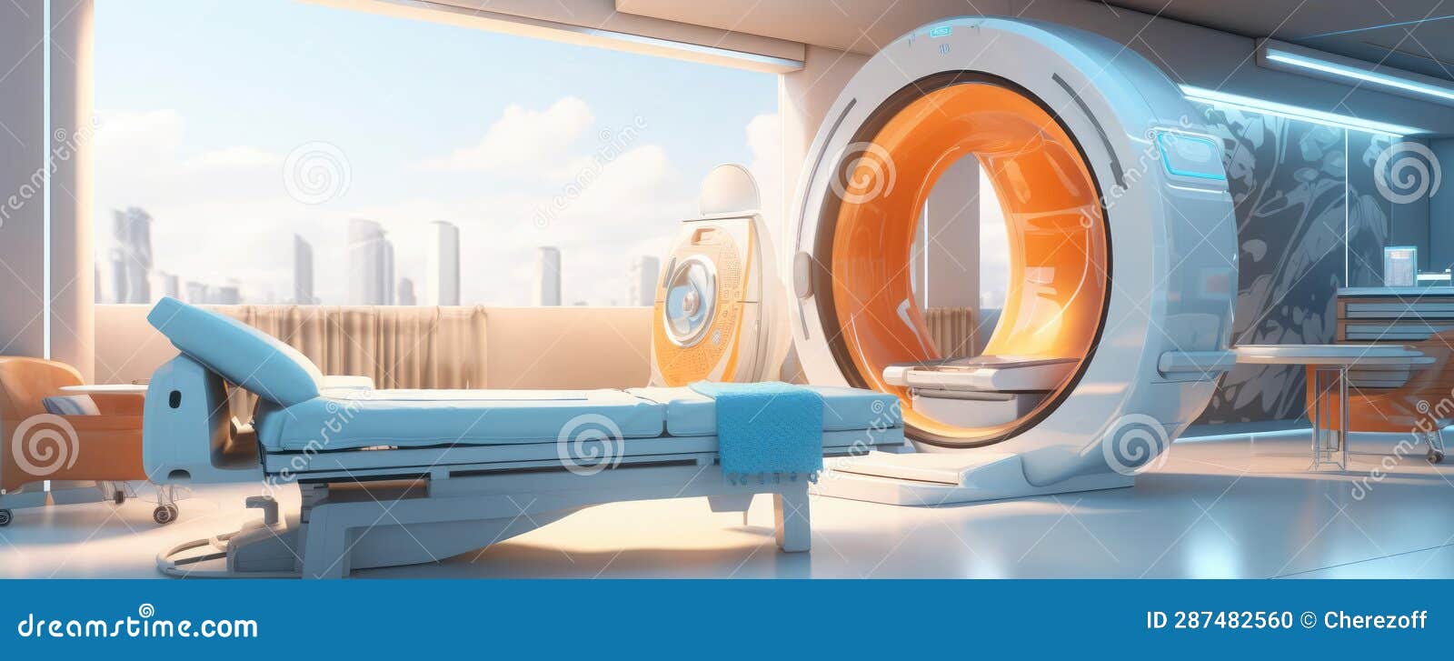 The MRI room of the future stock illustration. Illustration of test ...