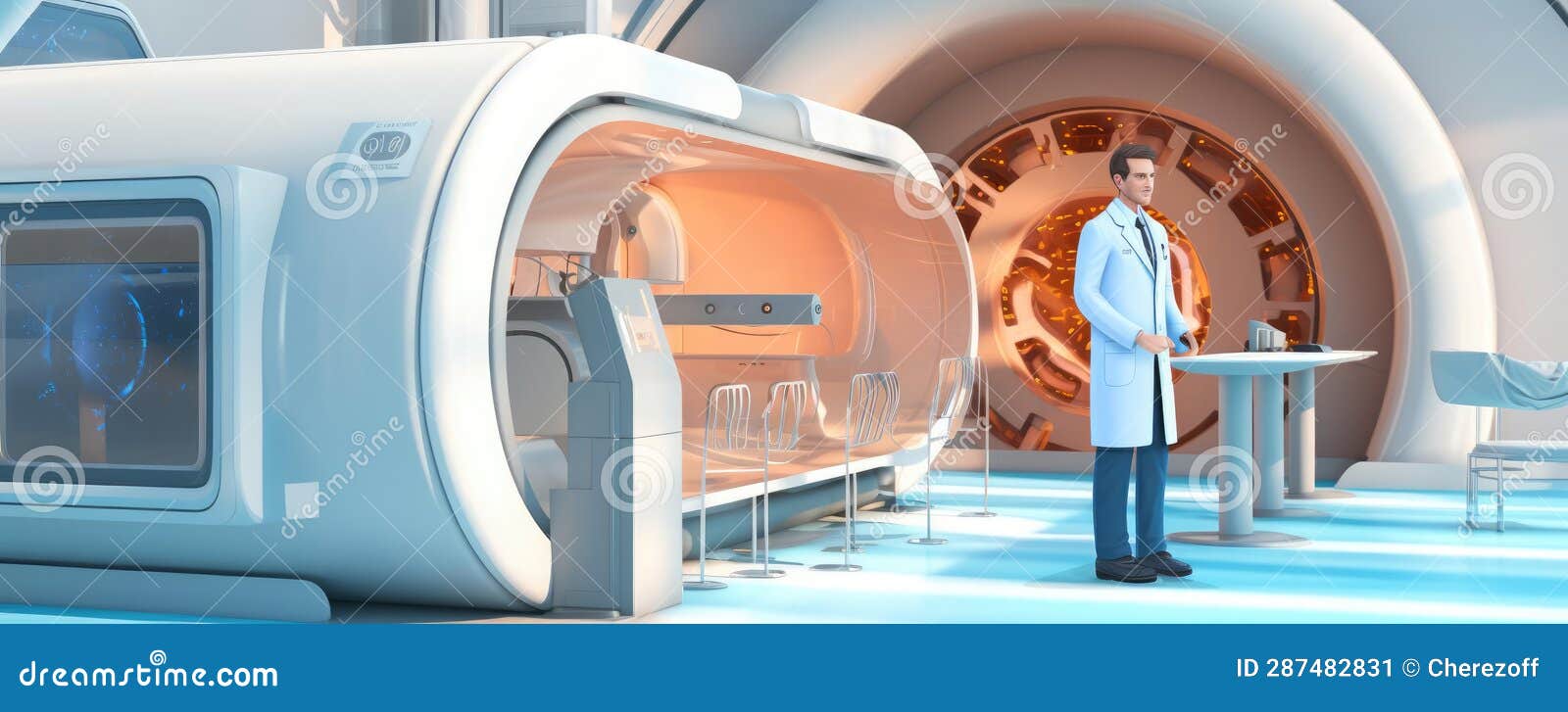 The MRI room of the future stock illustration. Illustration of computer ...