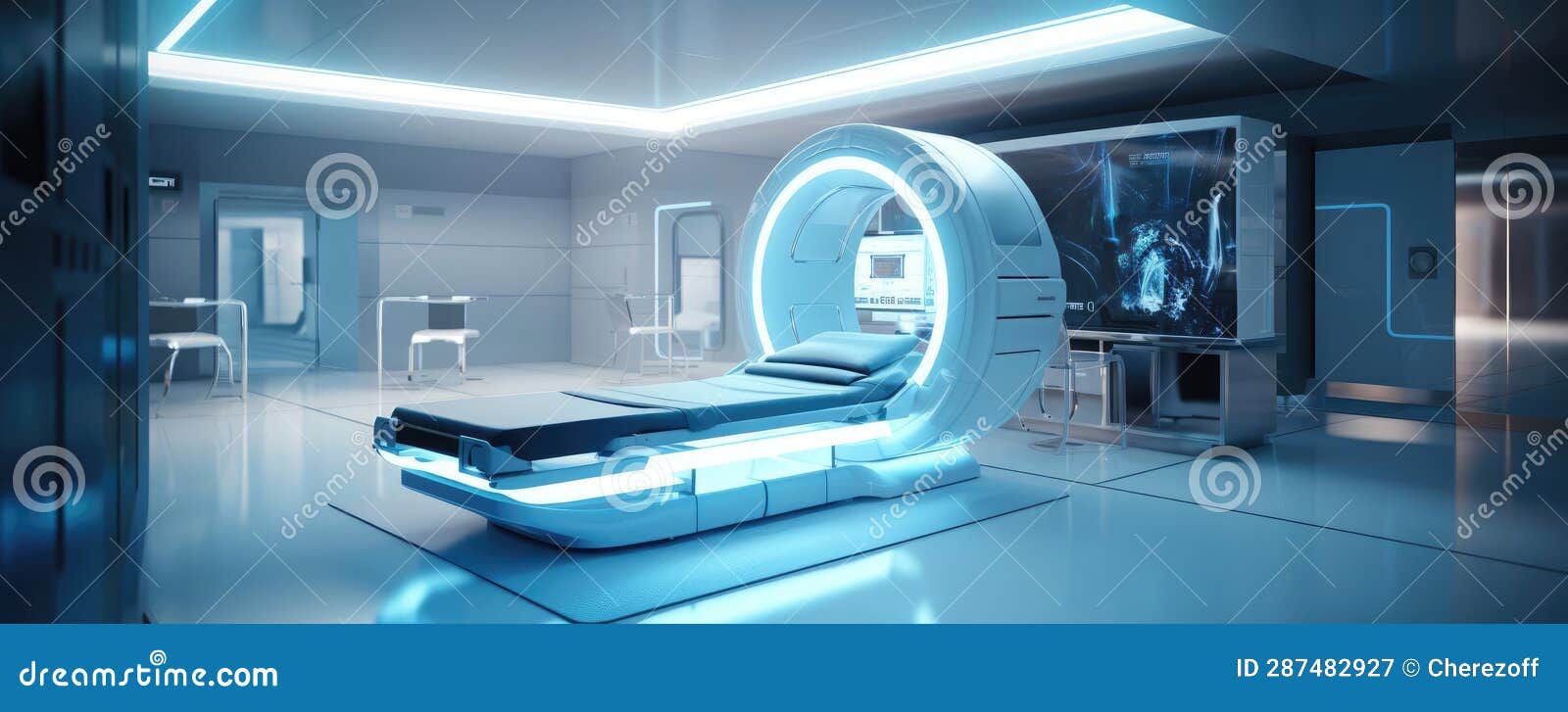 The MRI room of the future stock illustration. Illustration of room ...
