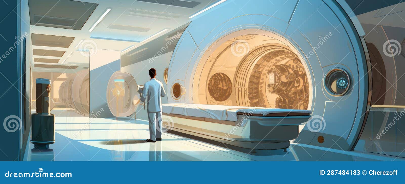 The MRI room of the future stock illustration. Illustration of screen ...