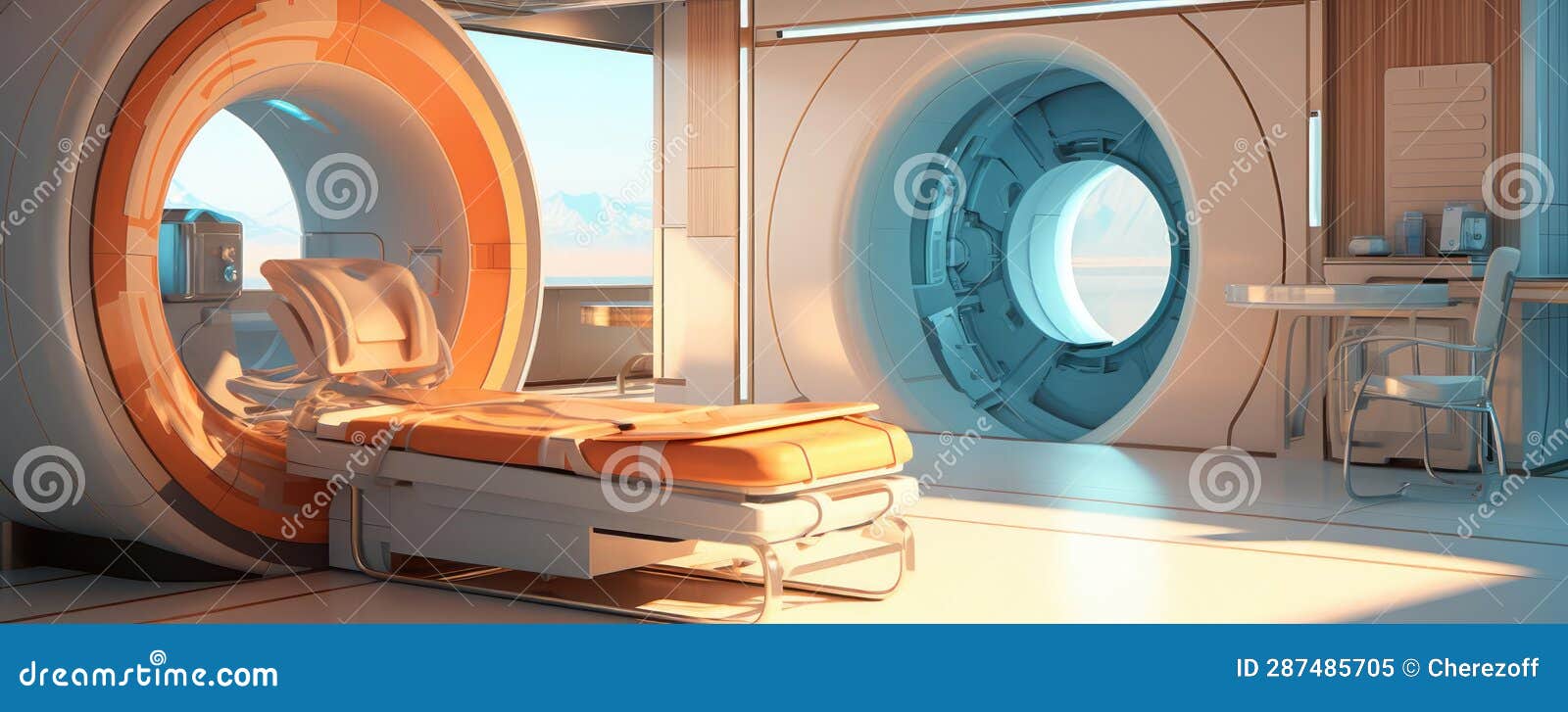 The MRI room of the future stock illustration. Illustration of data ...