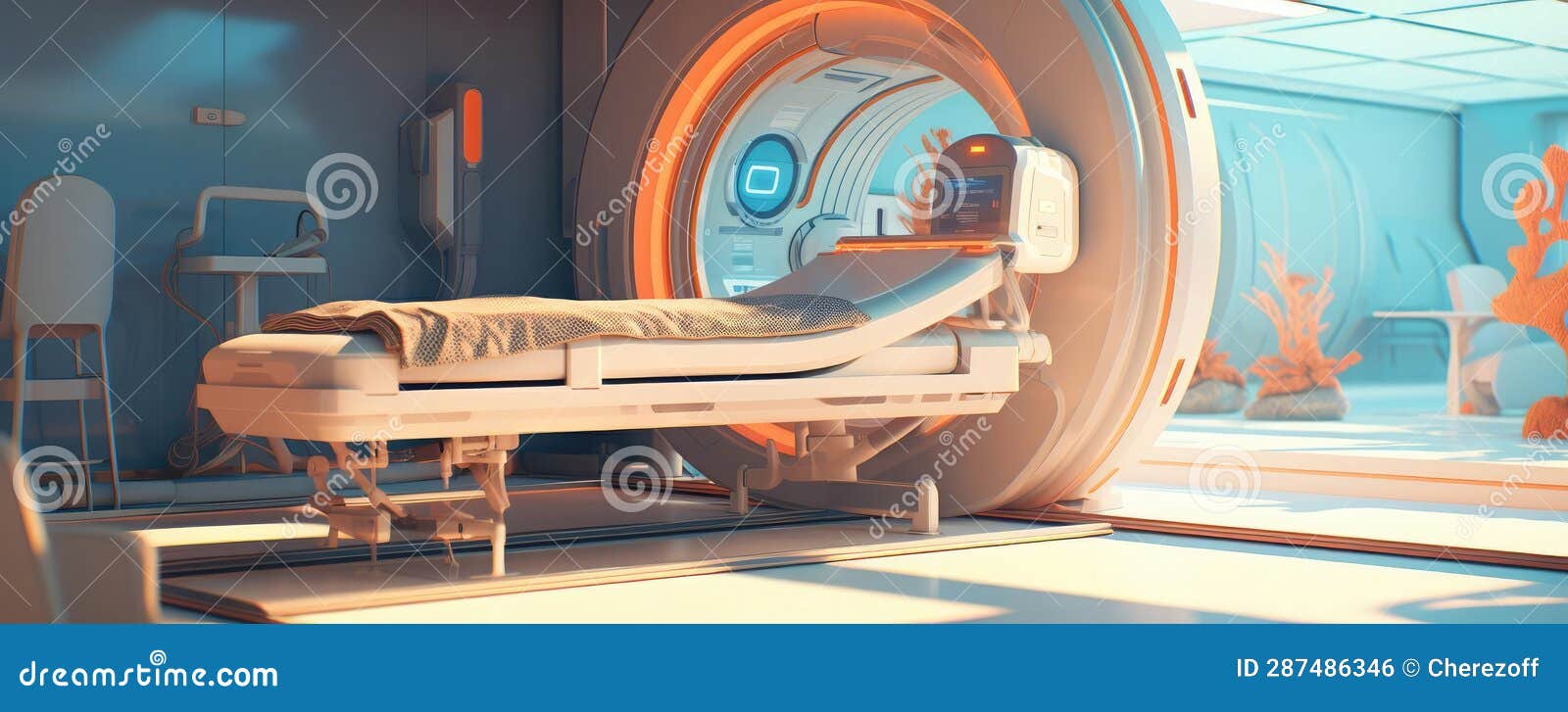 The MRI room of the future stock illustration. Illustration of health ...