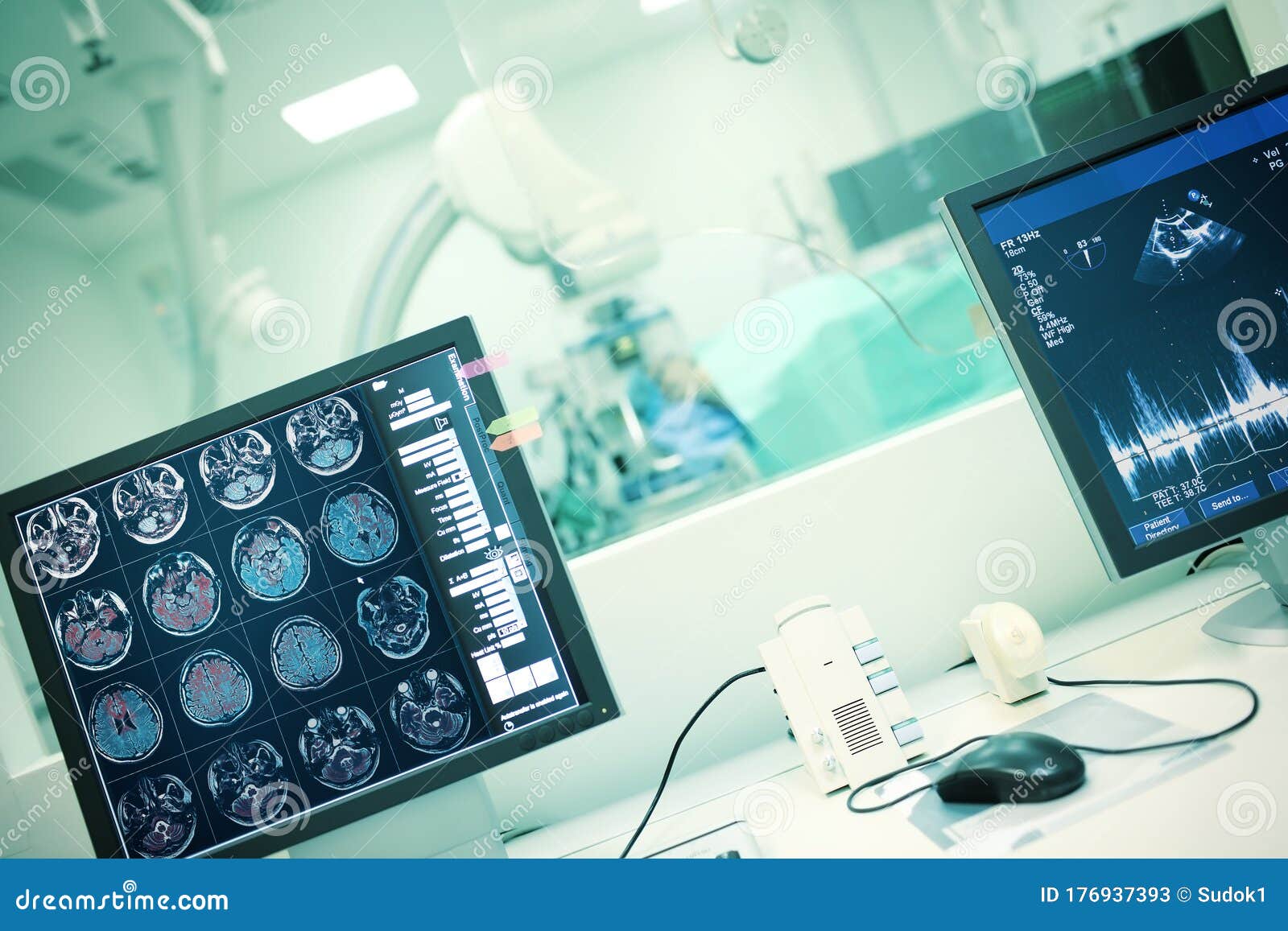 MRI Scan on the Computer Display Against the Patient during Examination ...