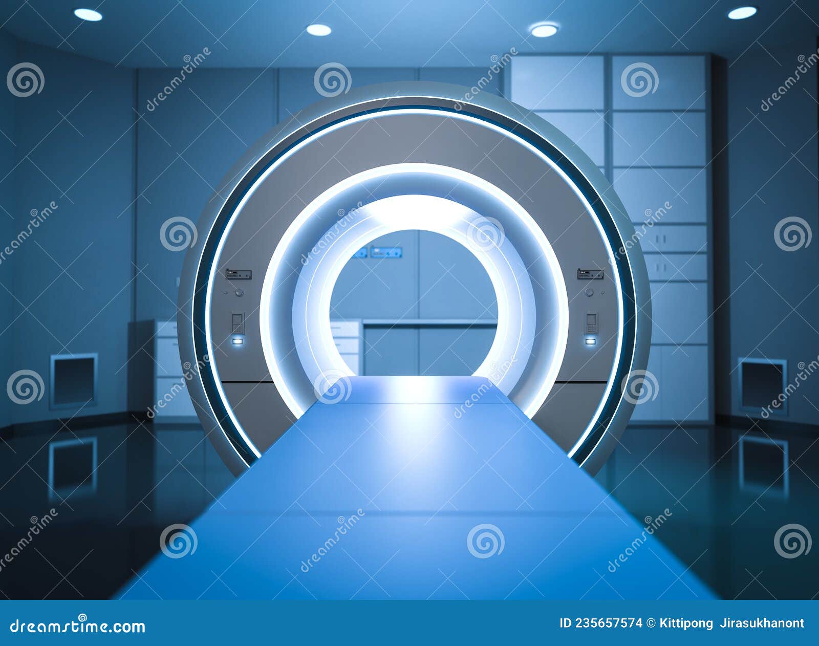 Mri scan machine in room stock illustration. Illustration of hospital ...