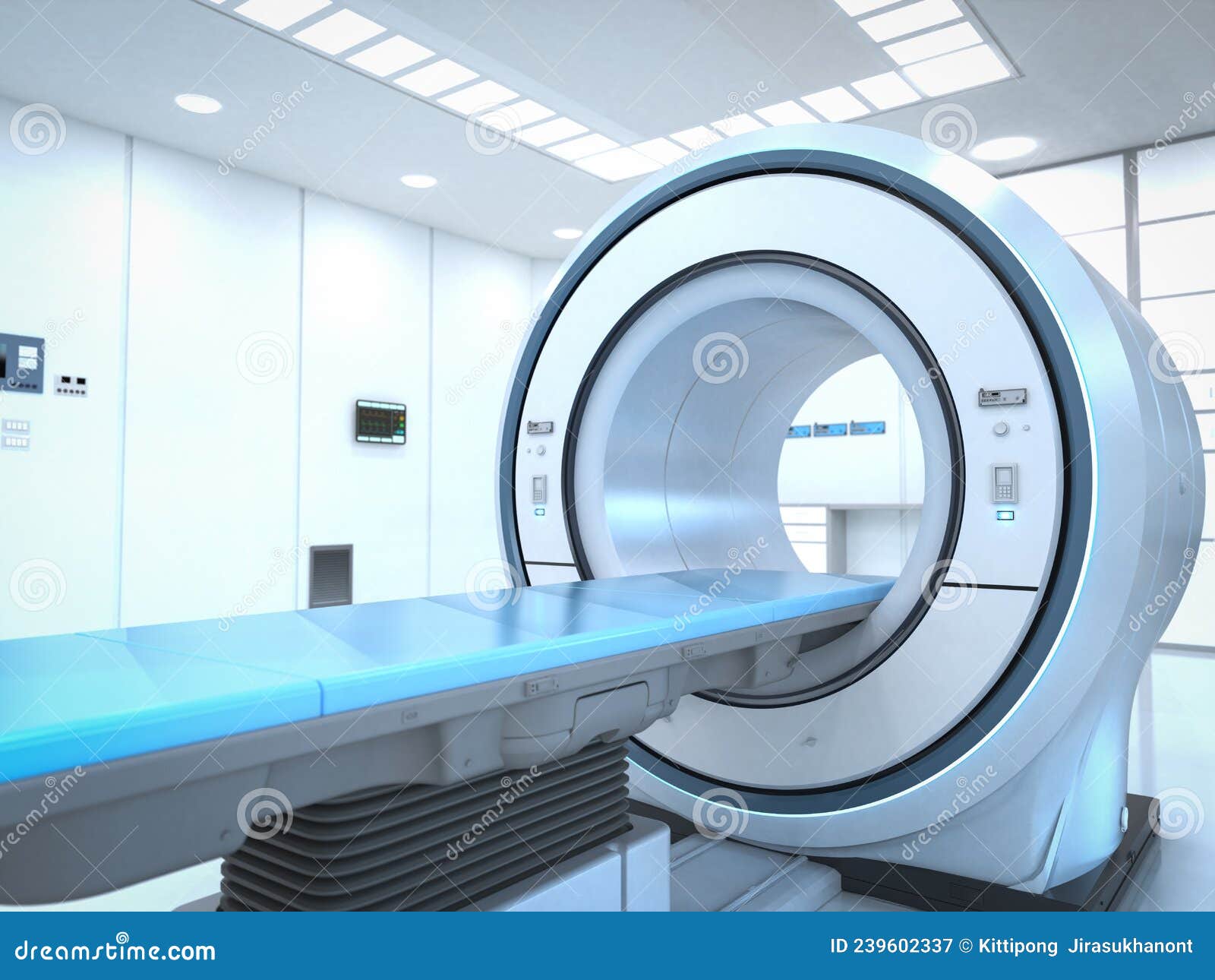 Mri scan machine in room stock illustration. Illustration of computer ...