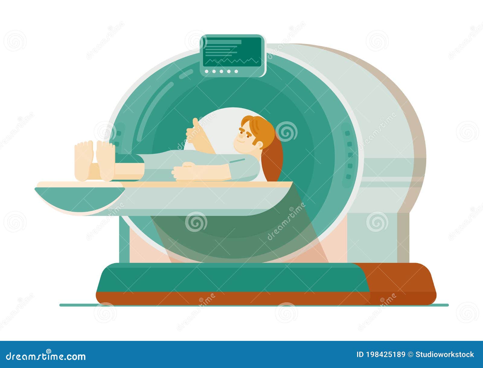 Mri Scanning Or Computer Tomography Diagnostic Method Cartoon Vector ...