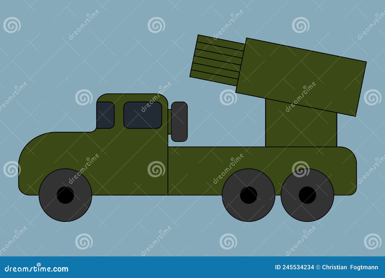 MRL Multiple Rocket Launcher Flat Design Icon Stock Vector ...
