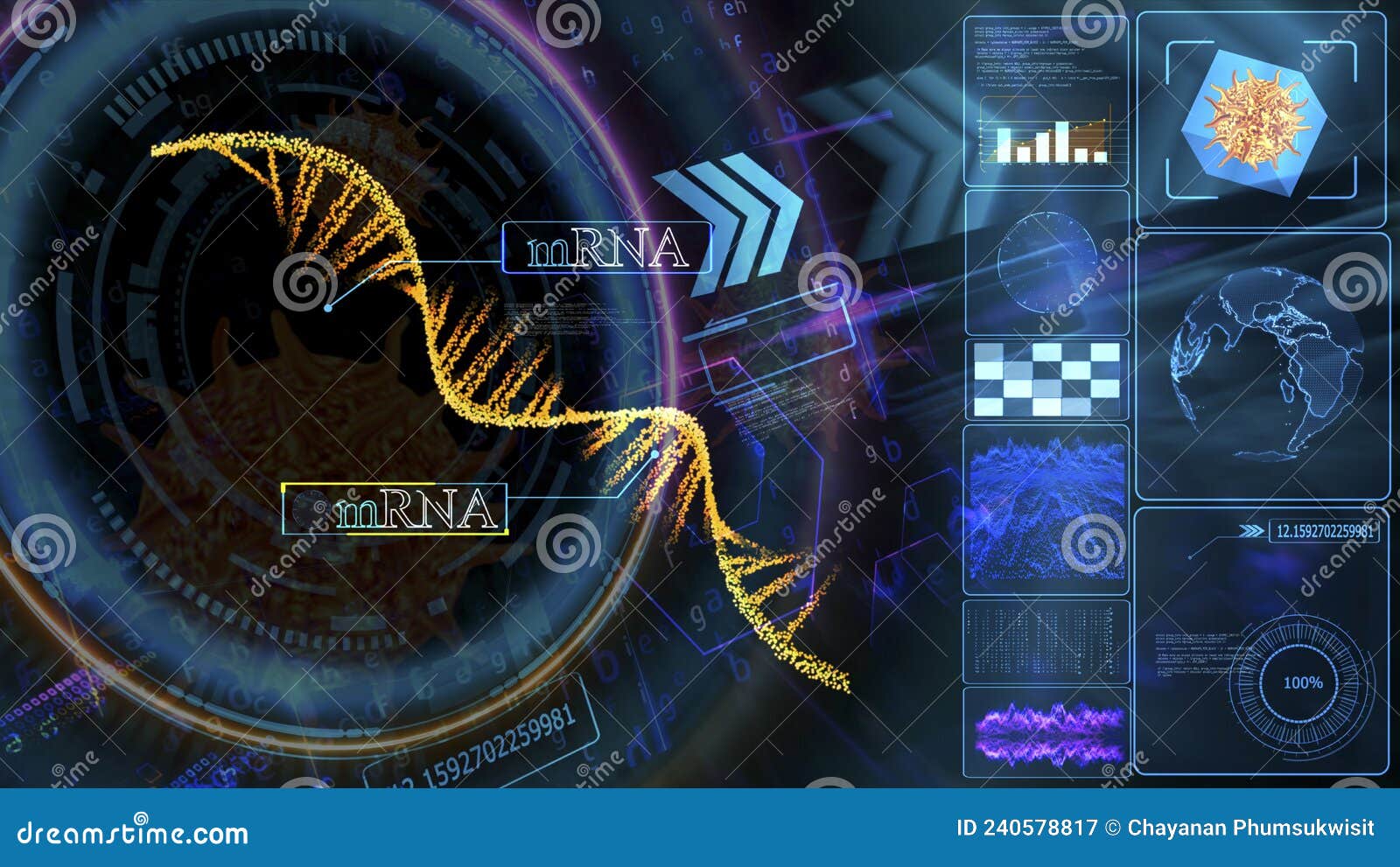 MRNA on Quantum Computer Inverter Futuristic Technology Digital ...
