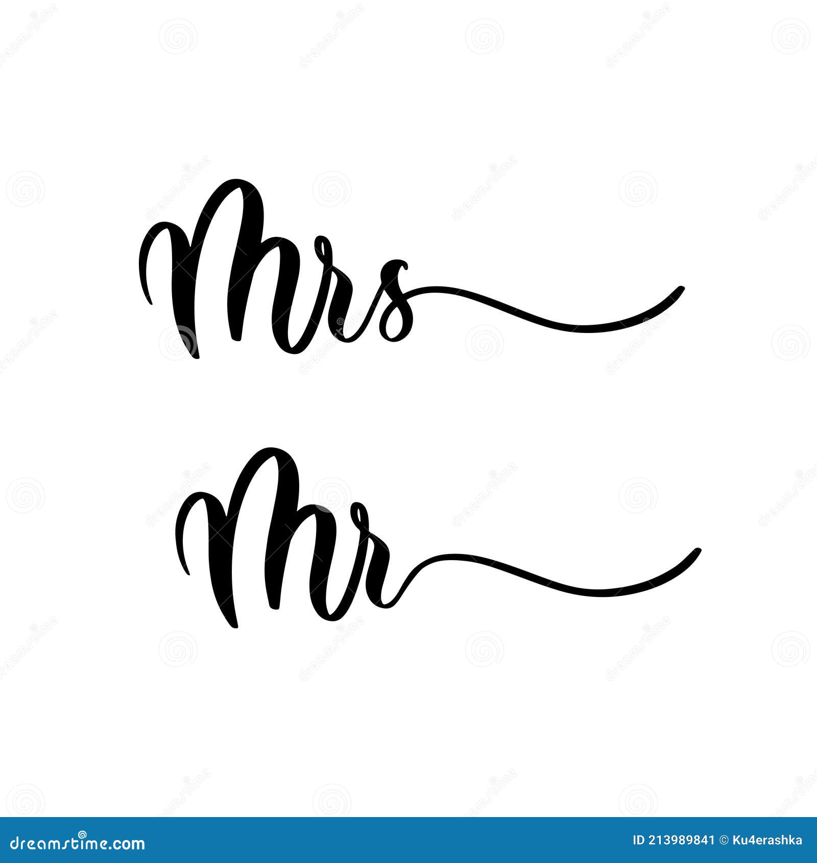 Mrs Mr- Hand Drawn Calligraphy Inscription Stock Vector - Illustration ...