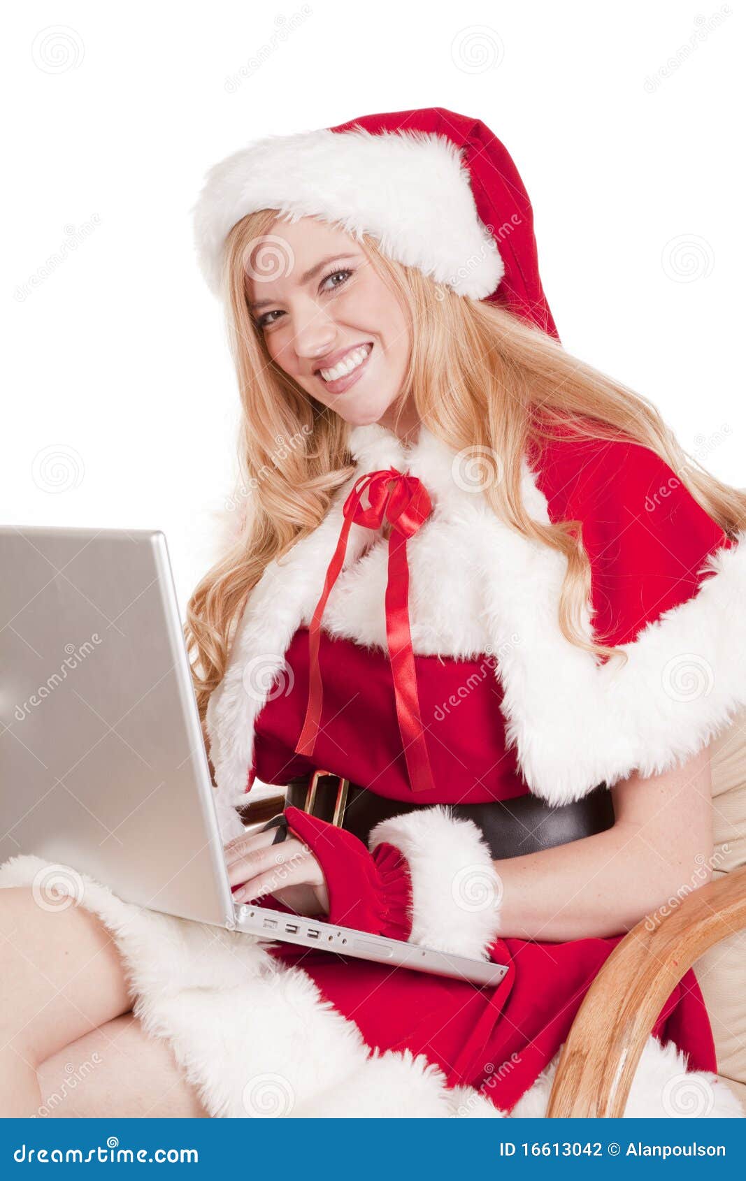 Mrs Santa computer smile stock photo. Image of lady, female - 16613042