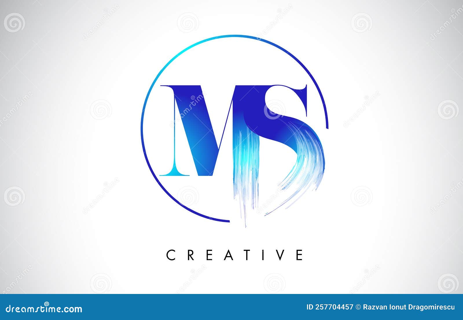 MS Brush Stroke Letter Logo Design. Blue Paint Logo Leters Icon Stock ...