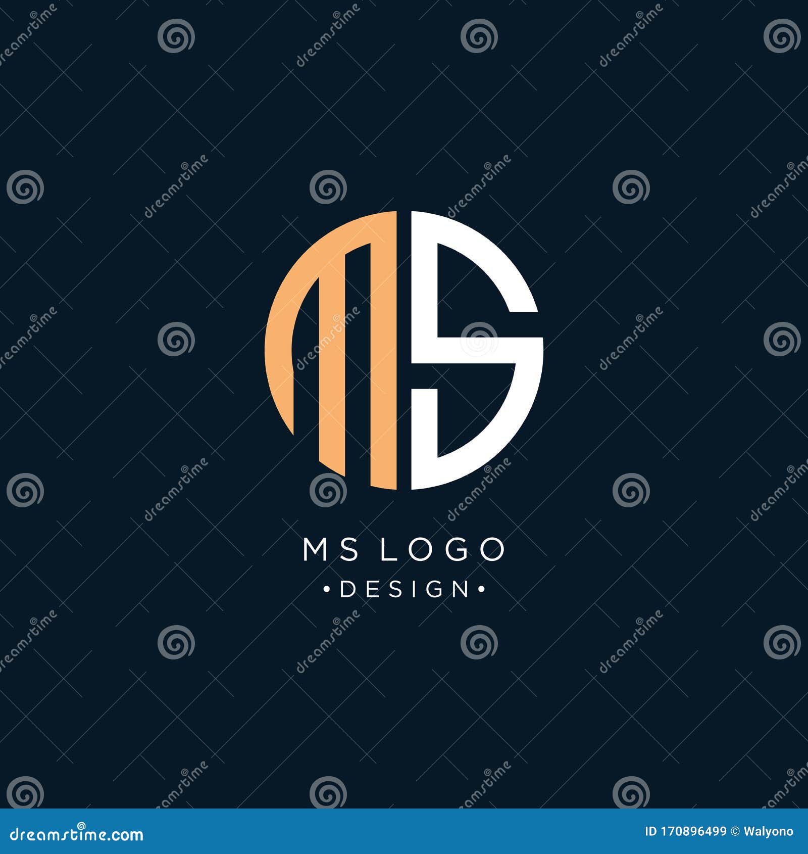 MS Circle Initials Letter Logo Design with Sans Serif Font Vector ...