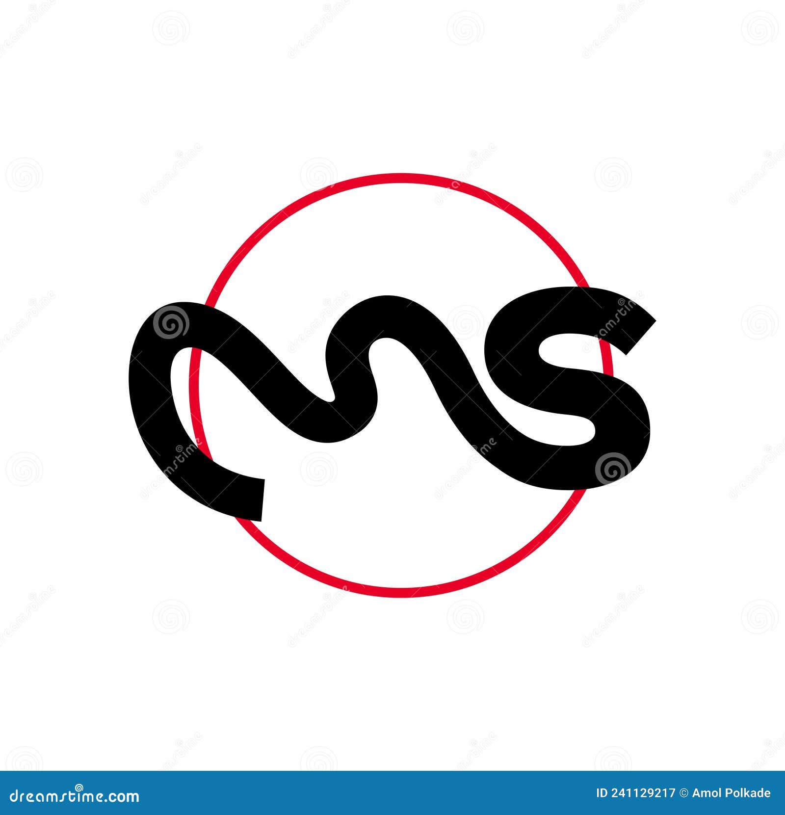 MS Company Name Initial Letters Monogram with Red Round. MS Icon Stock ...