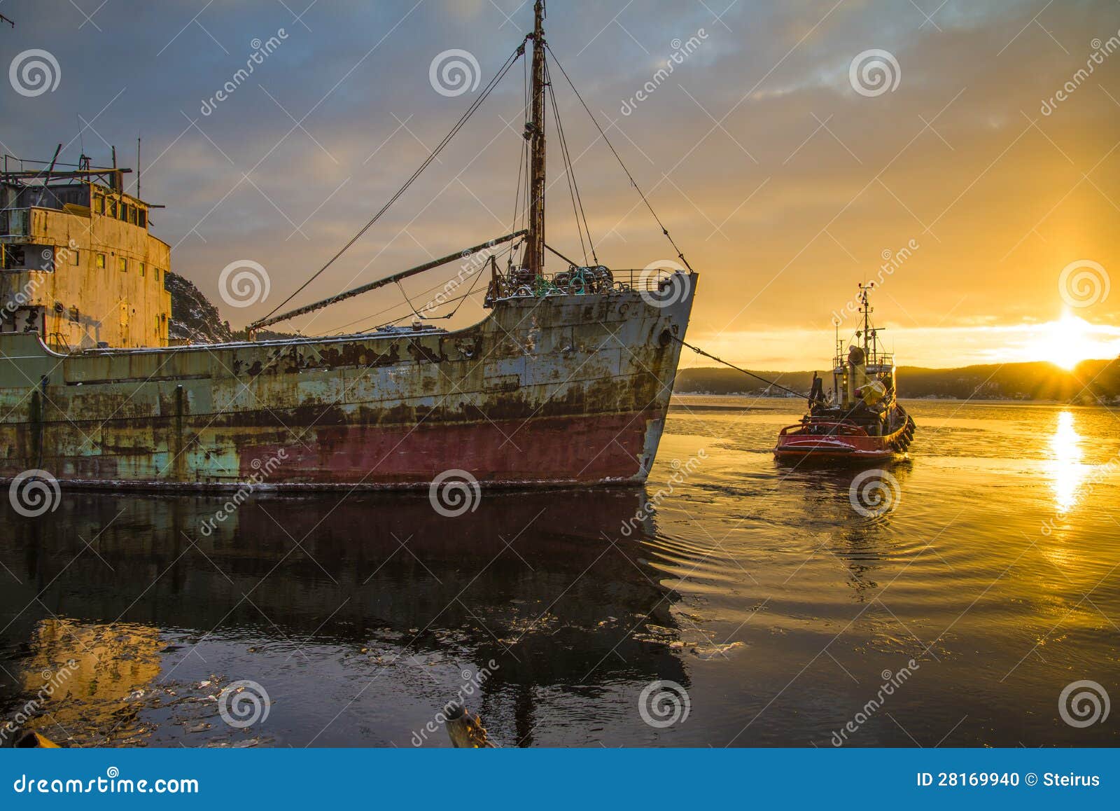Ms hamen being towed stock photo. Image of ocean, hirtshals - 28169940