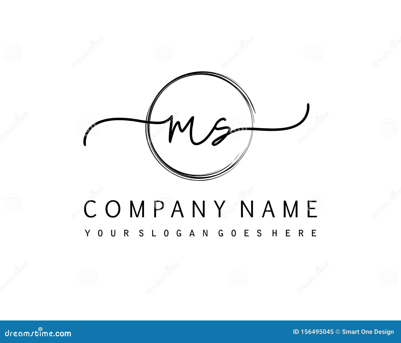 MS Initial Handwriting Logo Circle Hand Drawn Template Vector Stock ...