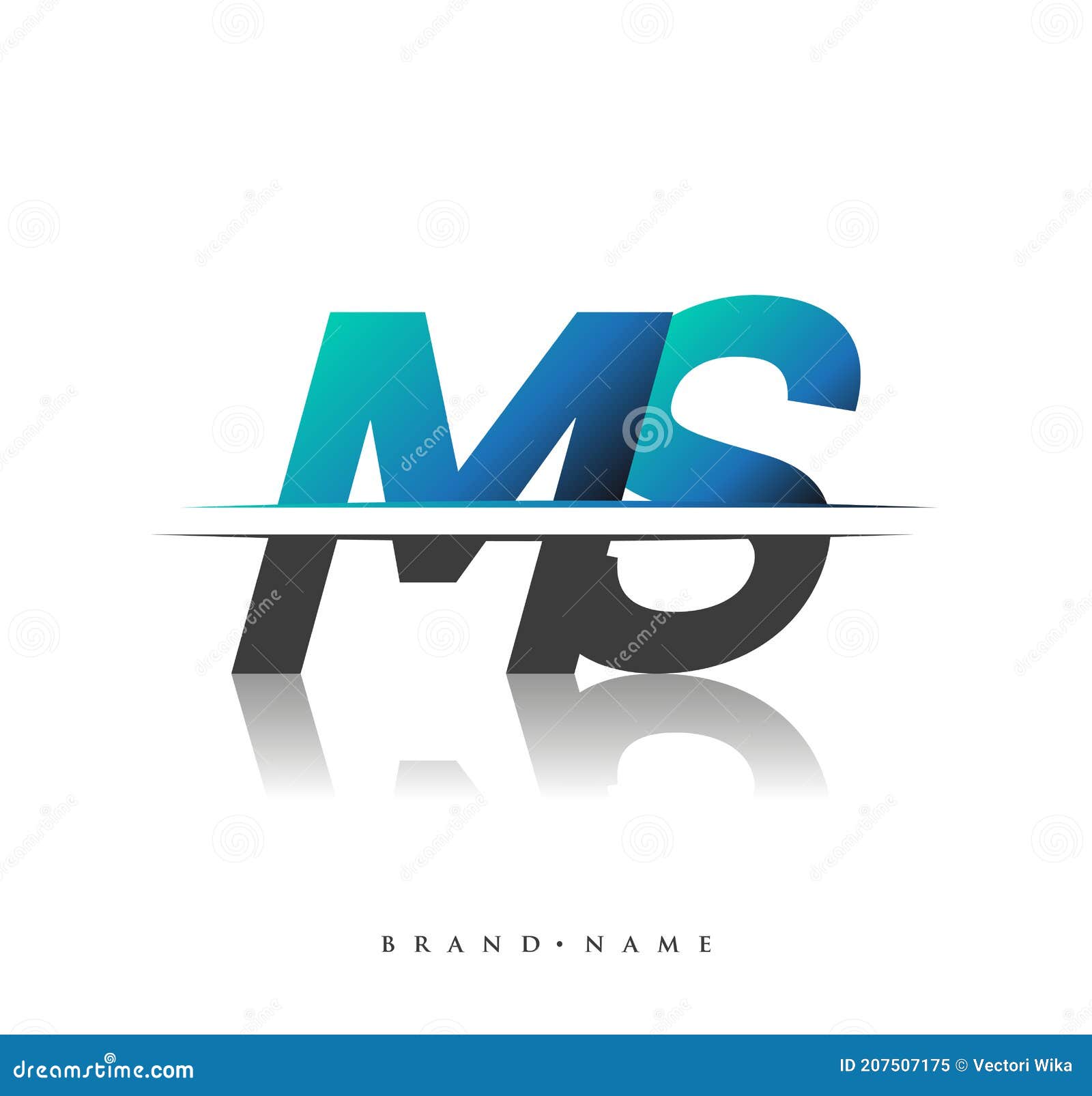 MS Initial Logo Company Name Colored Black and Blue, Simple and Modern ...