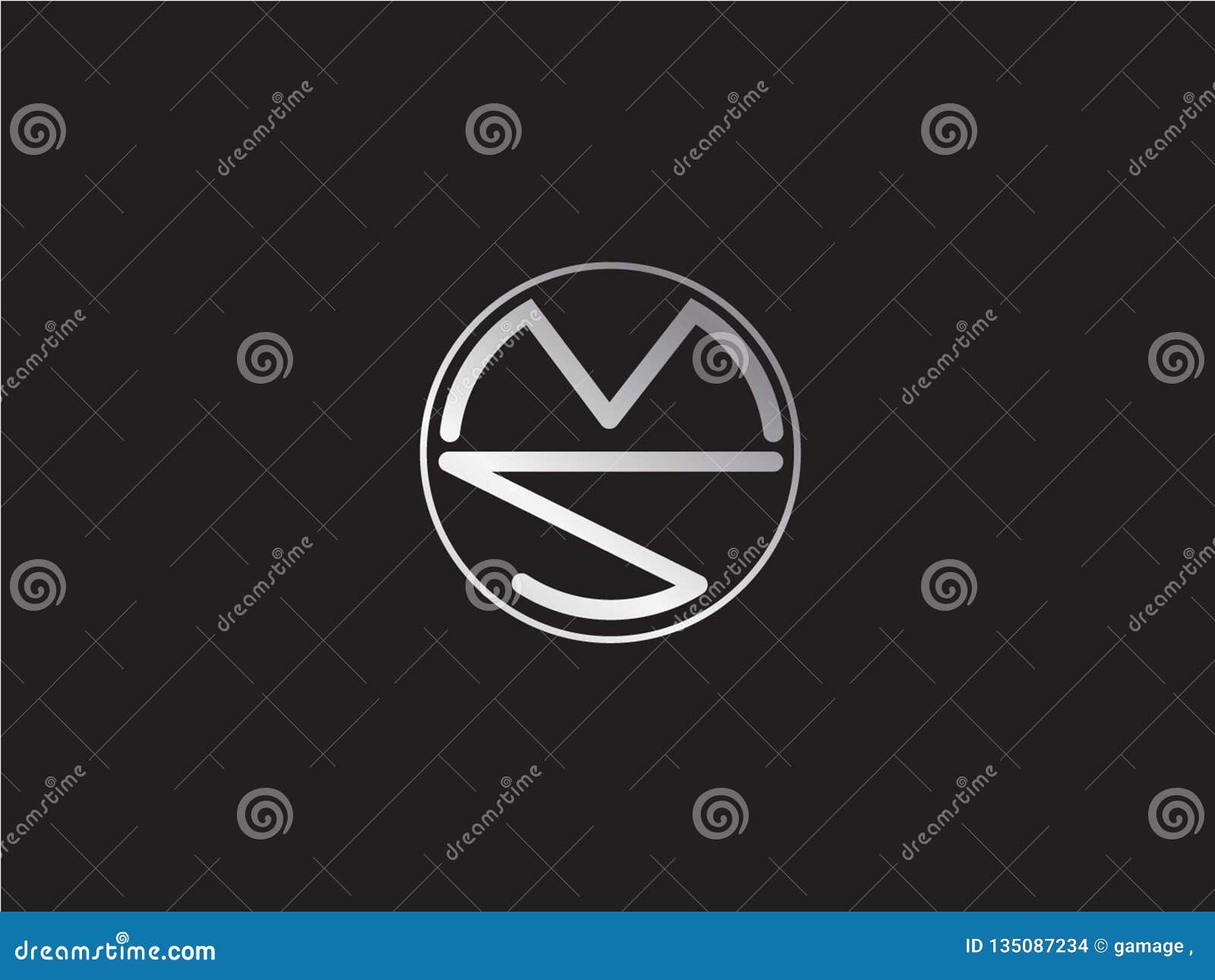 MS Initial Circle Shape Silver Color Later Logo DesignGP Stock Vector ...