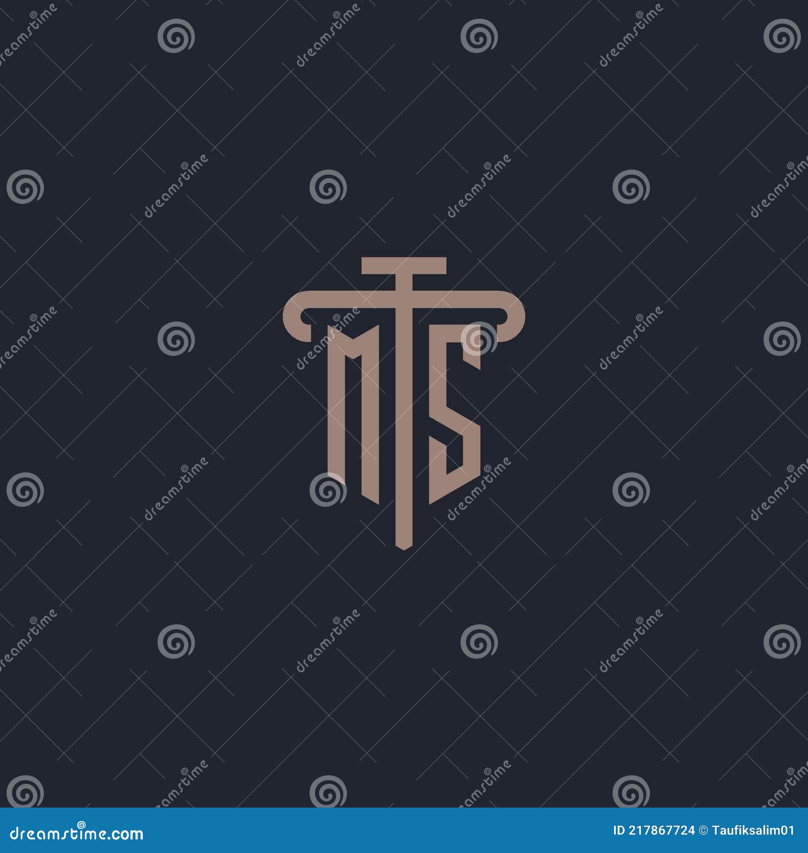 MS Initial Logo Monogram with Pillar Icon Design Stock Vector ...