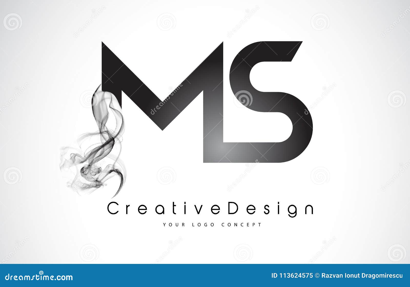 MS Letter Logo Design with Black Smoke. Stock Vector - Illustration of ...