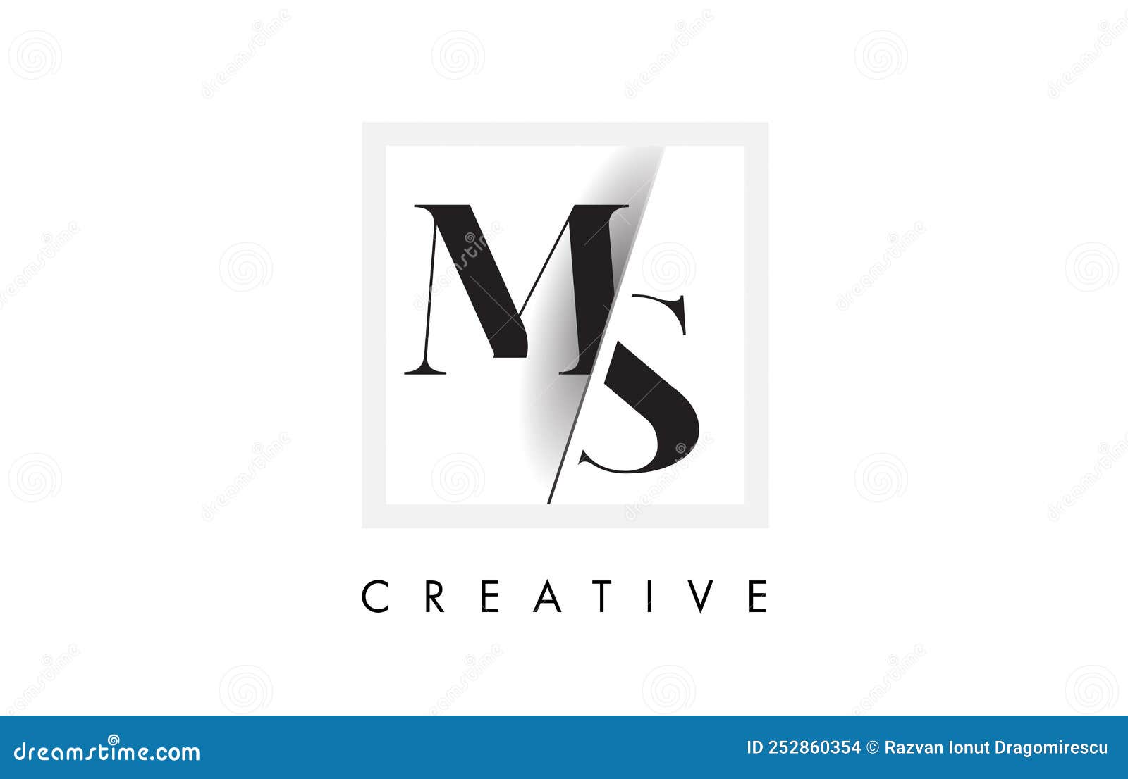 MS Serif Letter Logo Design with Creative Intersected Cut Stock Vector ...