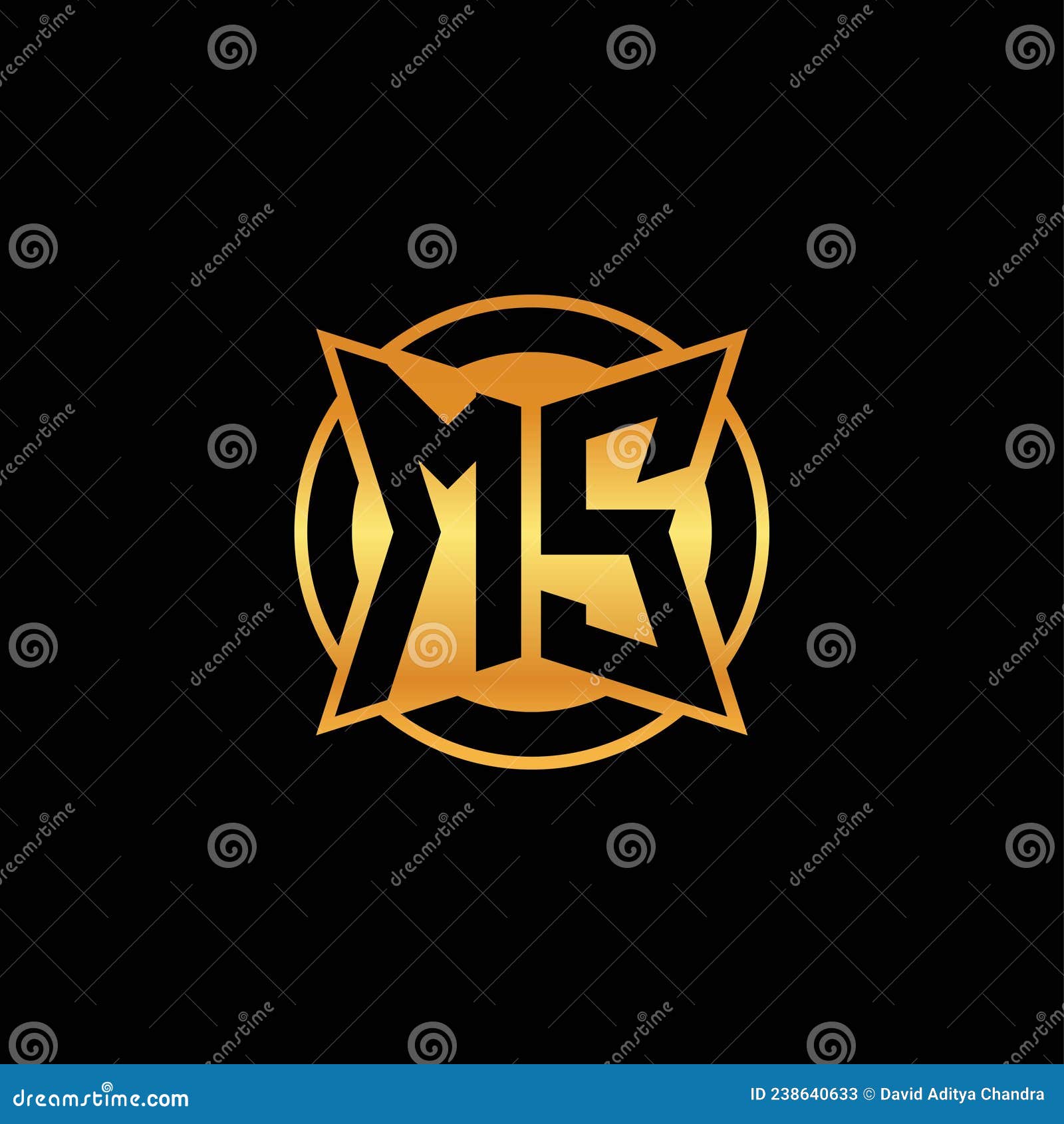 MS Logo Letter Geometric Golden Style Stock Vector - Illustration of ...