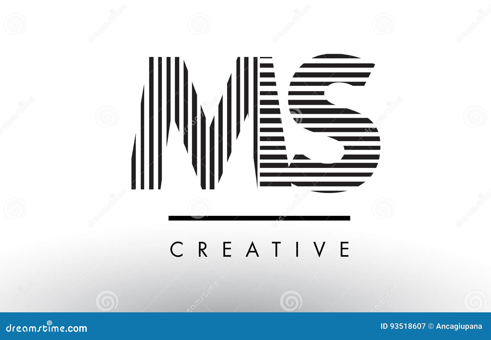 MS M S Black and White Lines Letter Logo Design. Stock Vector ...