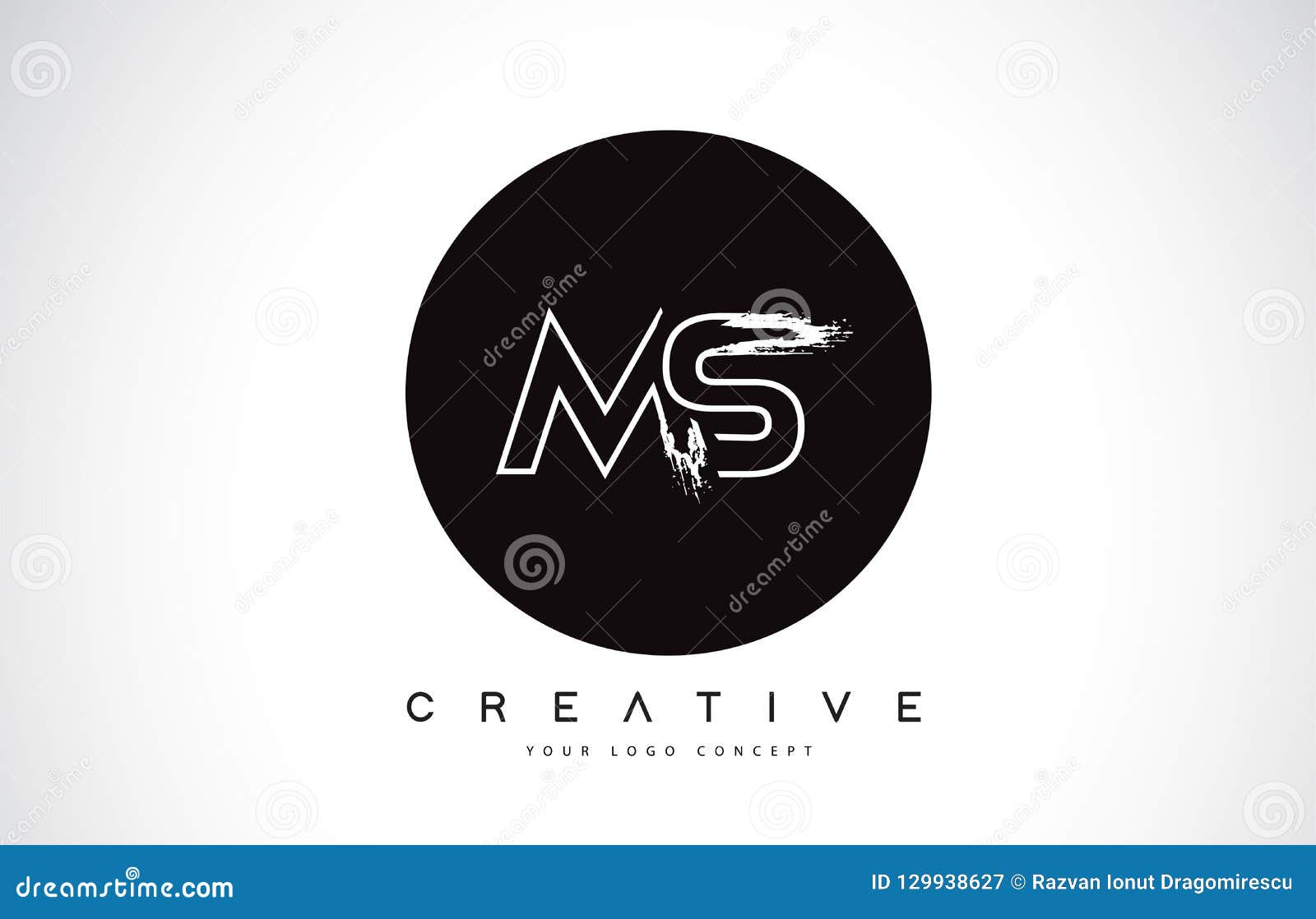 MS Modern Leter Logo Design with Black and White Monogram. Creative ...