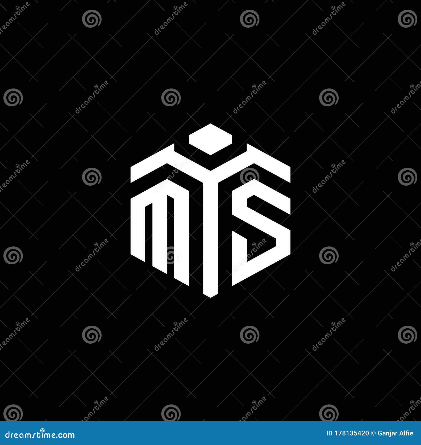 MS Monogram Logo with Abstract Hexagon Style Design Template Stock ...