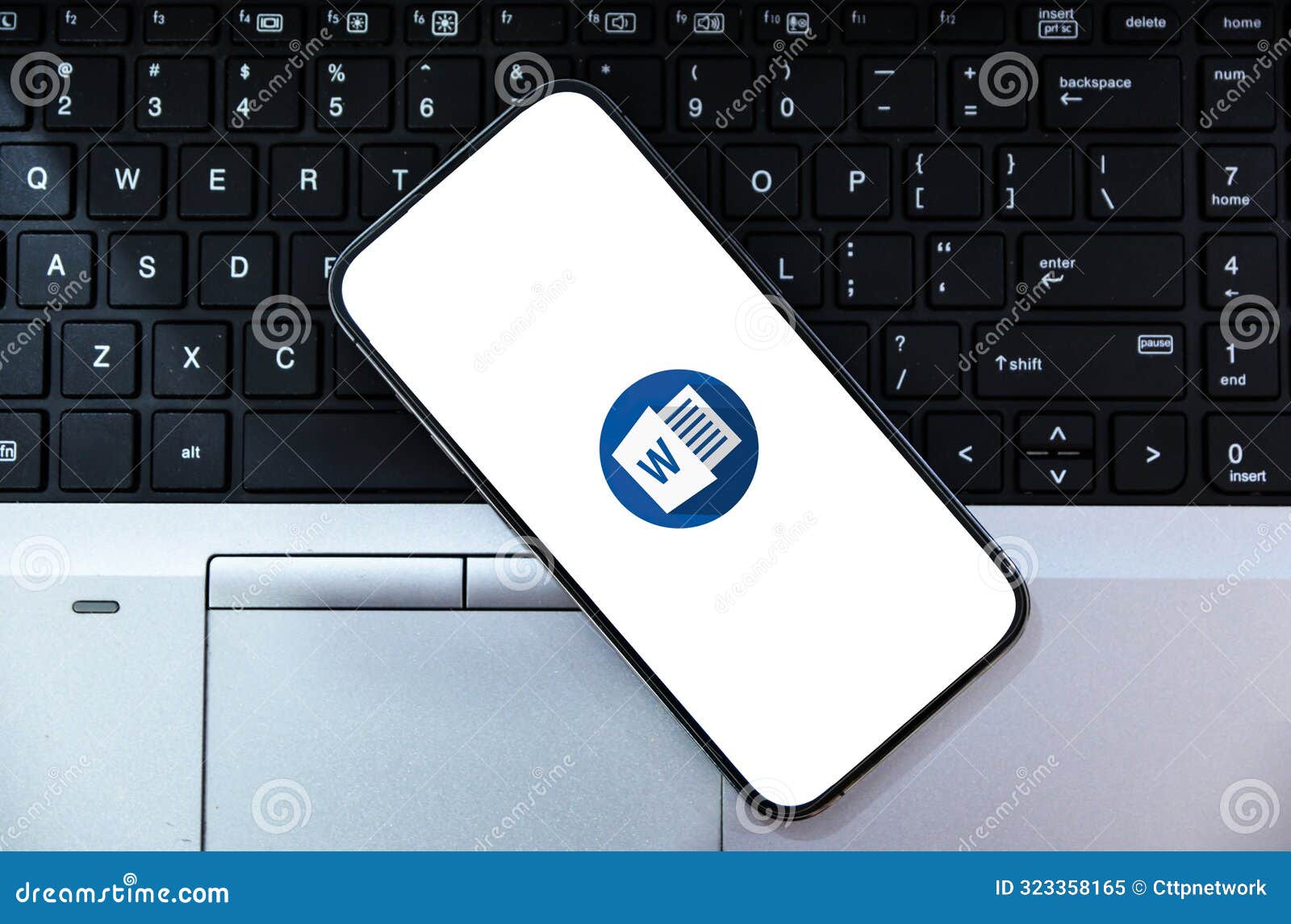 MS Word Mobile Application Concept Background with Laptop in the ...