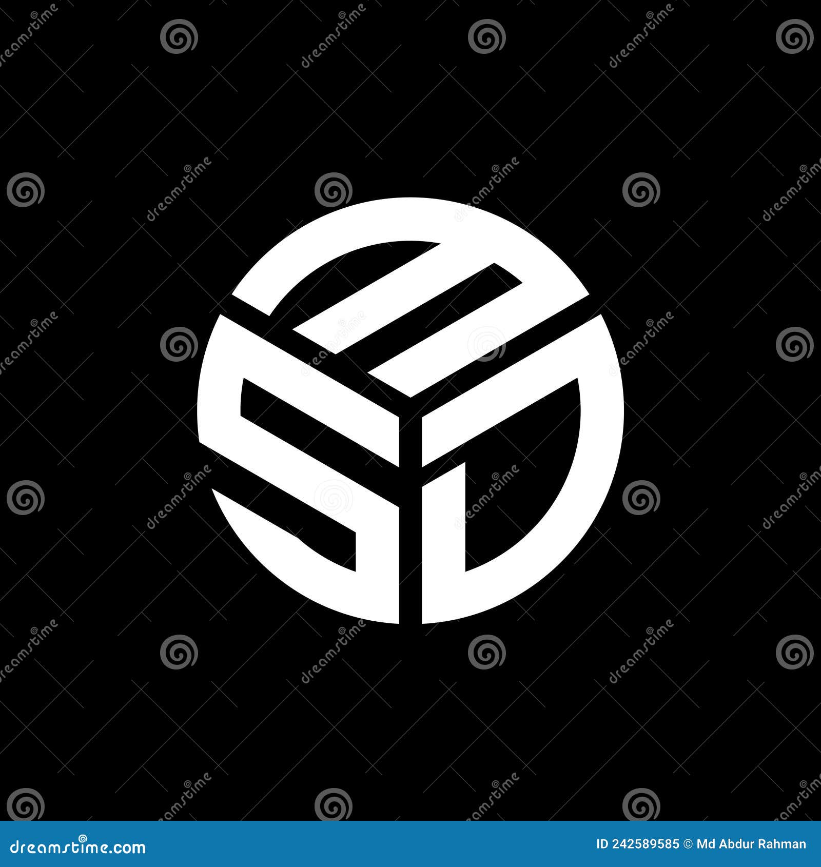 MSD Letter Logo Design on Black Background. MSD Creative Initials ...